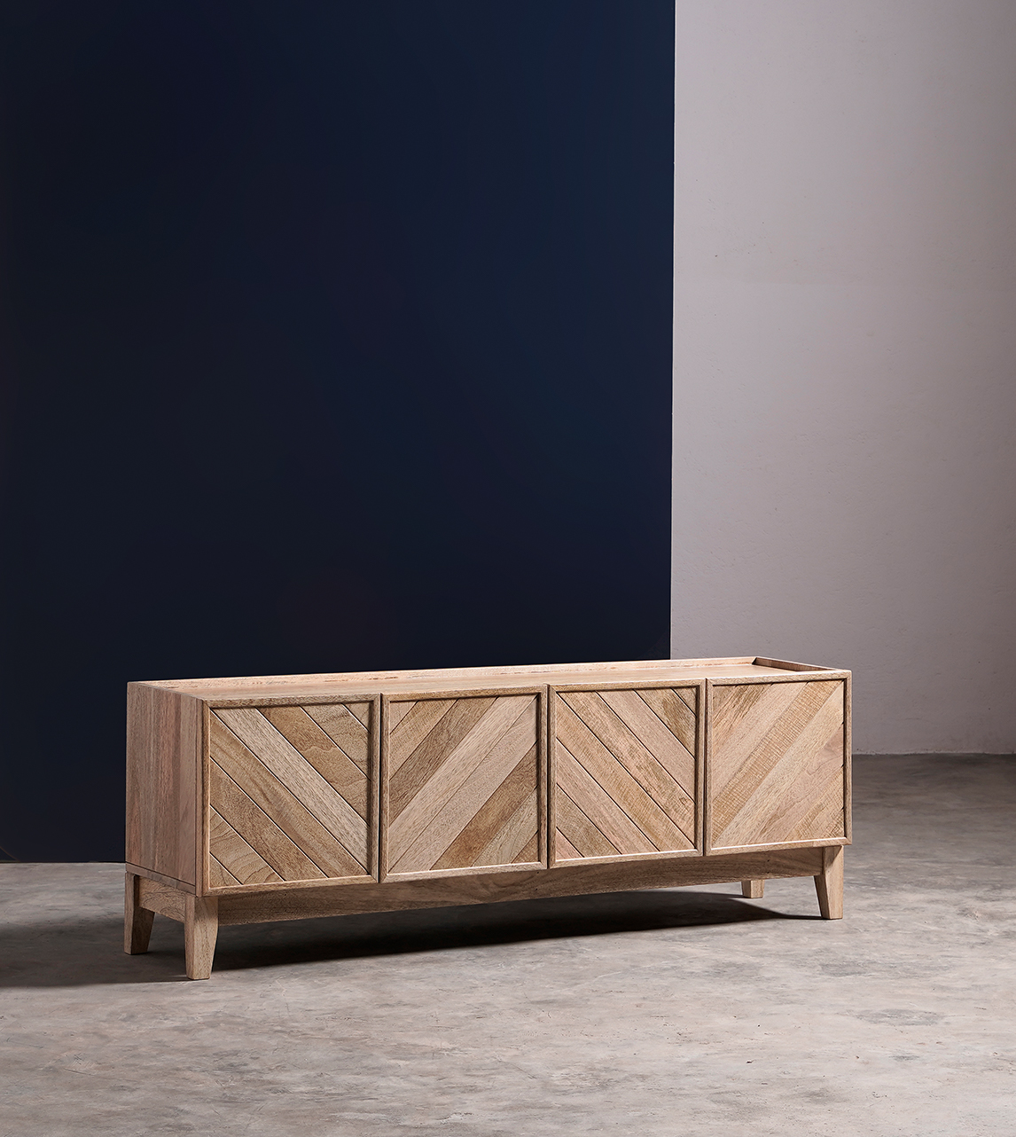 Metz Contemporary TV Stand in Natural Mango Wood | Swoon