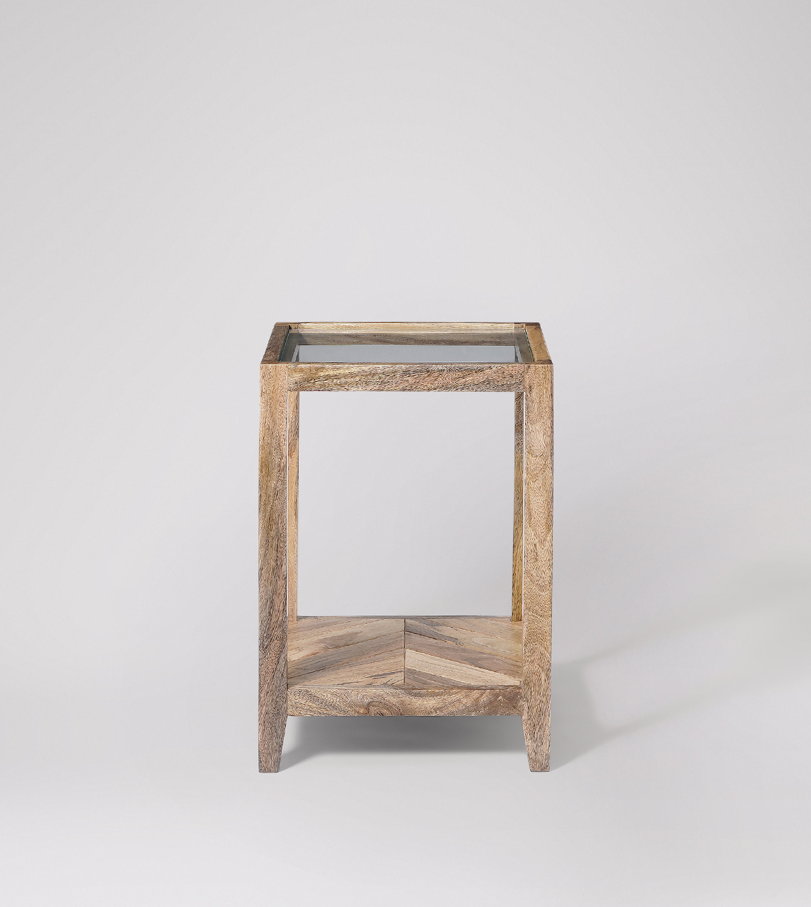 Metz Mid Century Side Table in Mango Wood & Glass | Swoon