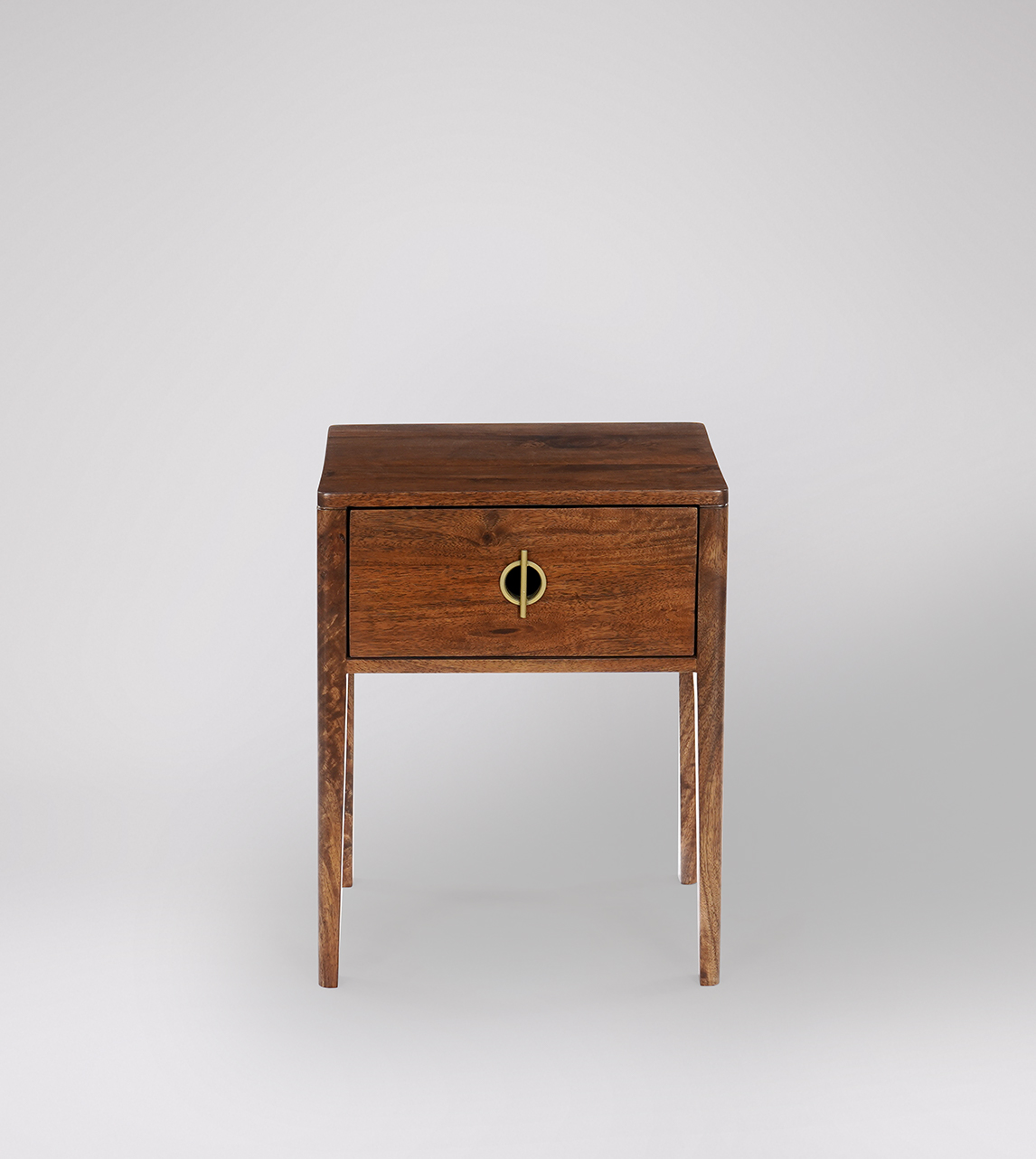 Morse Scandi One-drawer Bedside Table in Dark Brown Mango Wood | Swoon