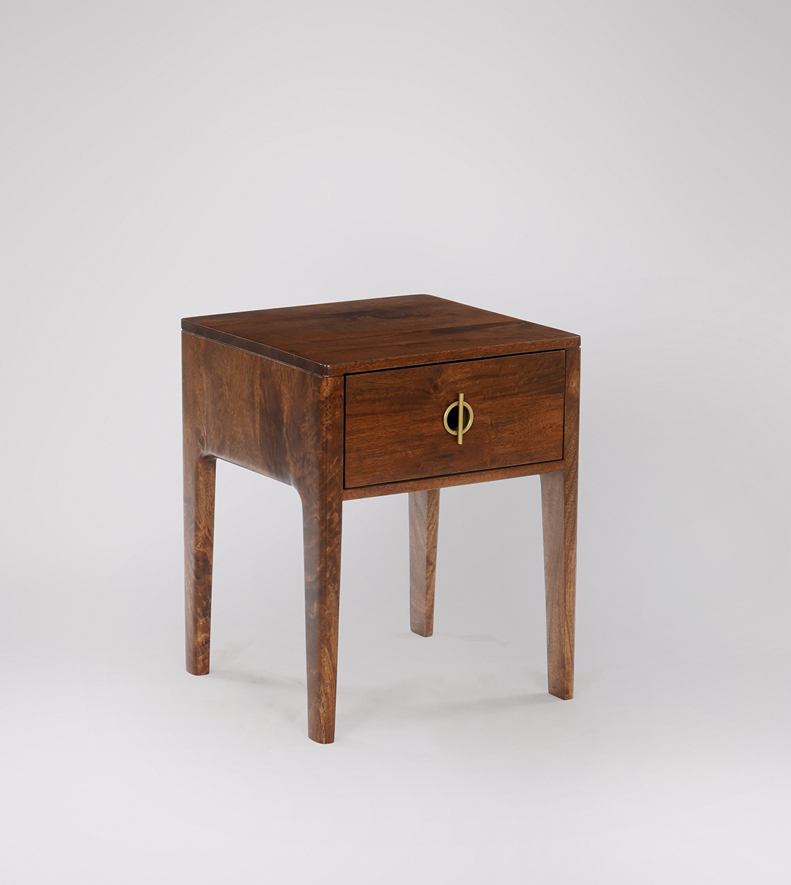 Morse Scandi One-drawer Bedside Table in Dark Brown Mango Wood | Swoon