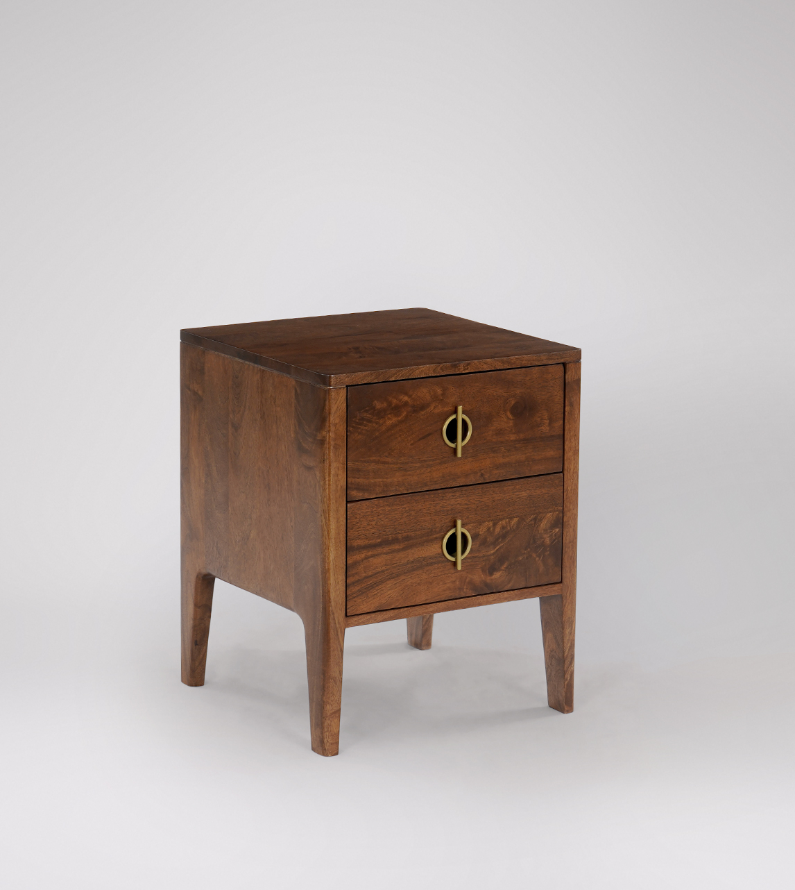 Morse Scandi Two-drawer Bedside Table in Dark Brown Mango Wood | Swoon