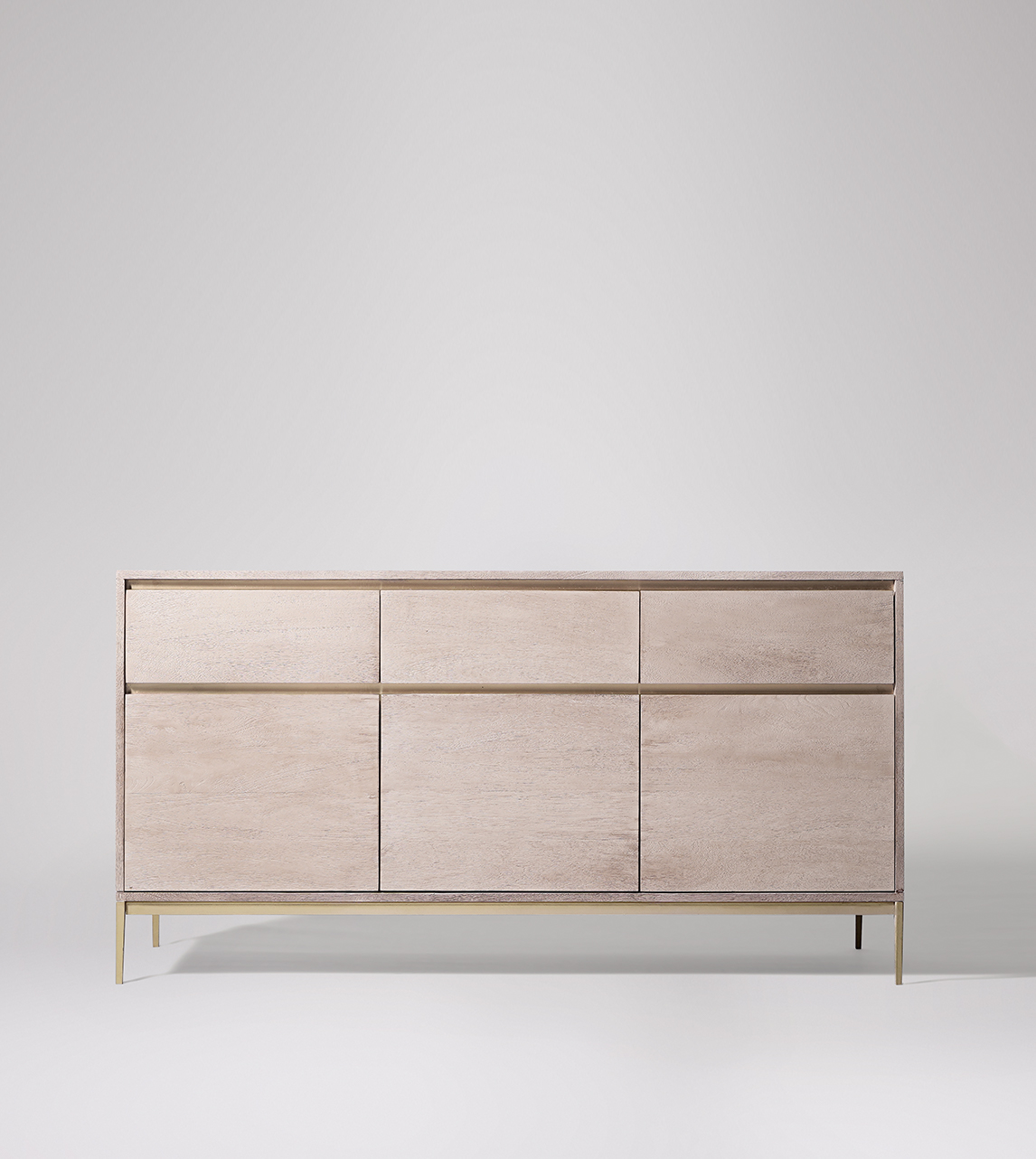 Mosby Contemporary Sideboard in Sandblasted Grey Mango Wood & Brass | Swoon