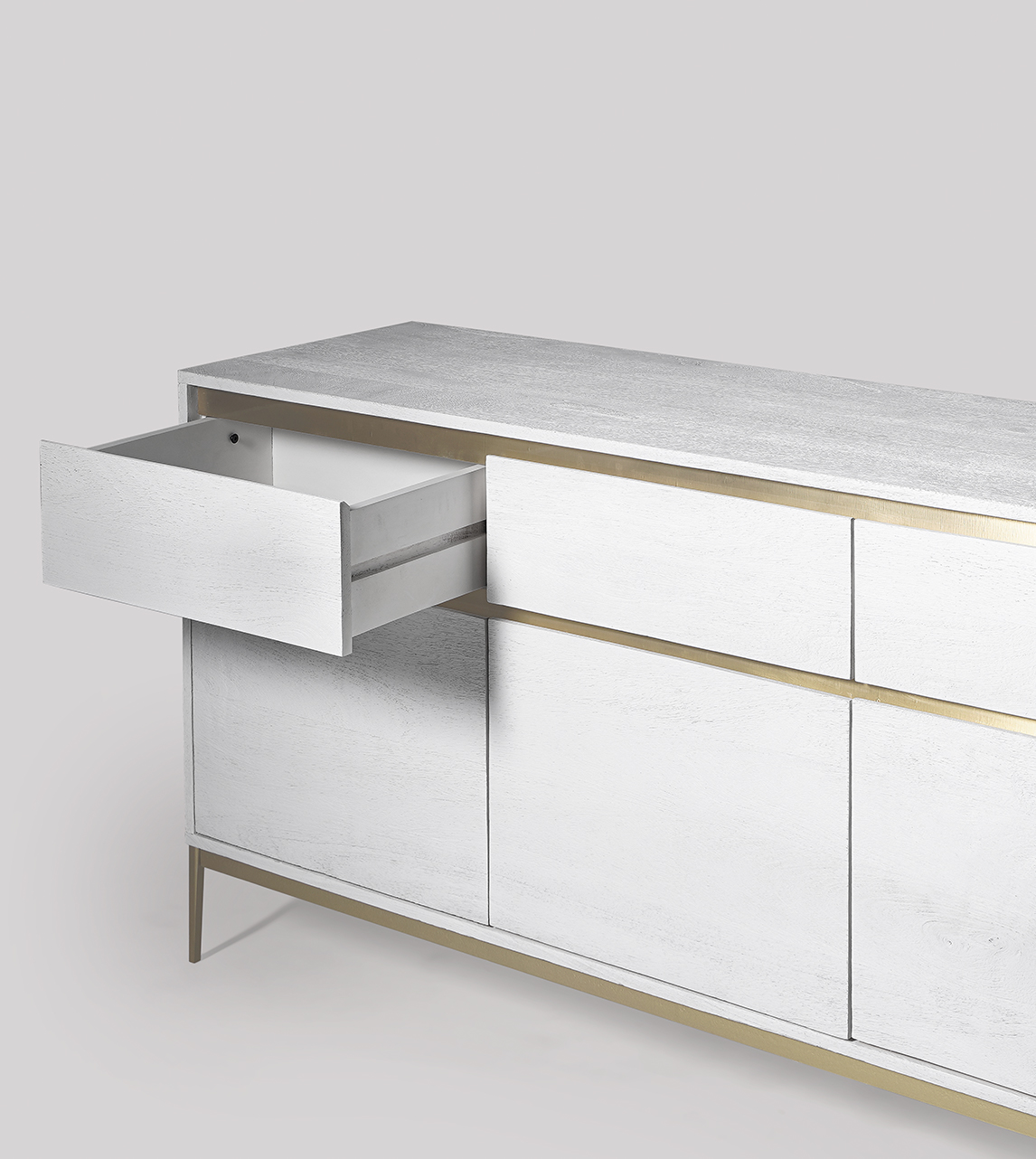 Mosby Contemporary Sideboard in Sandblasted White Mango Wood | Swoon