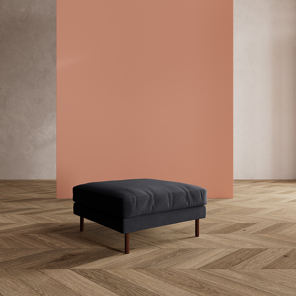 Munich Ottoman in Black Easy Velvet with Dark Feet | Almost Perfect | Swoon