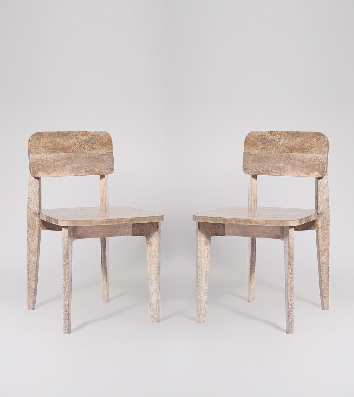 Newham Chair Pair in Mango Wood Natural Oak Finish | Swoon
