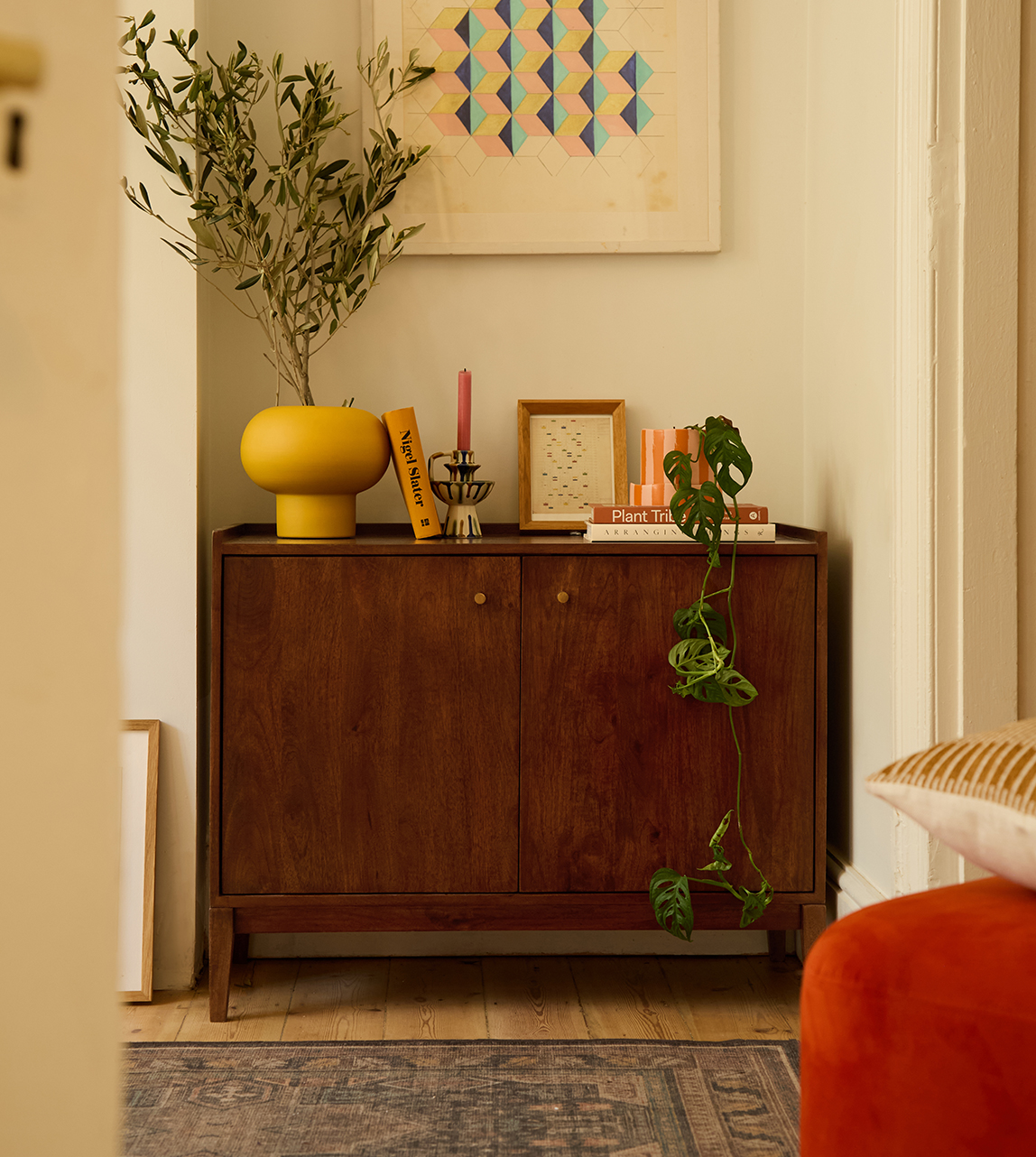 Newham Contemporary Sideboard in Brass & Dark Mango Wood | Swoon