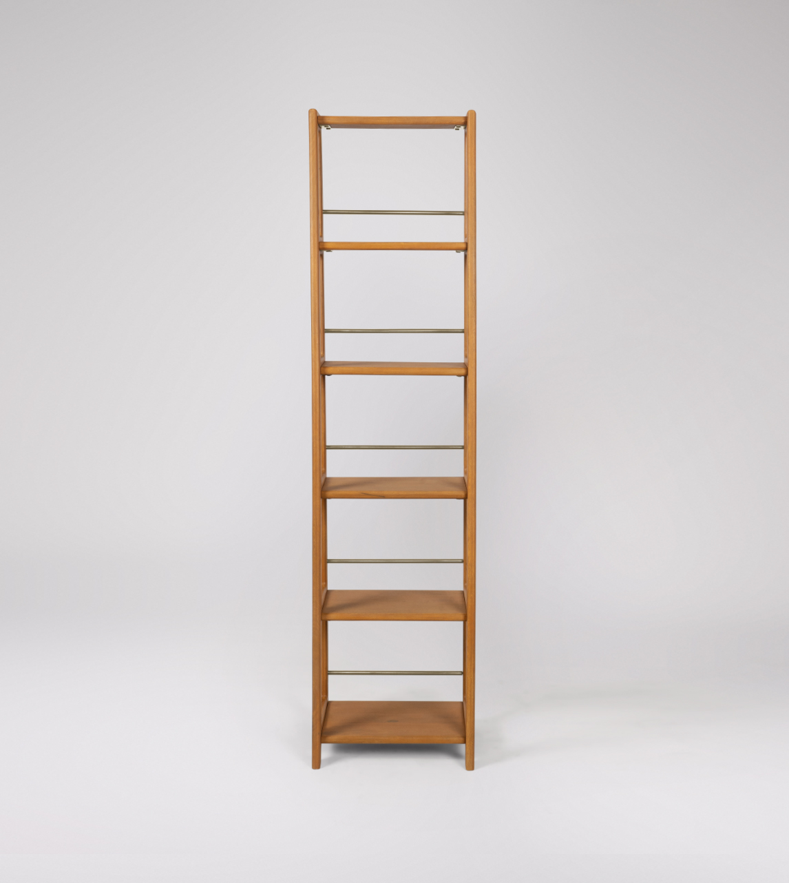 Noah Mid Century Narrow Shelving Unit in Teak-stained Mango Wood ...