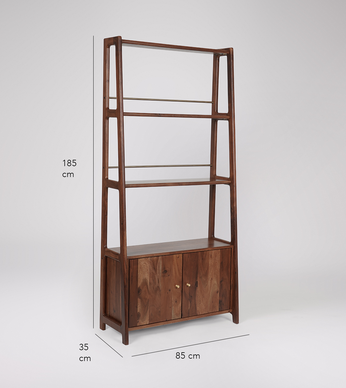 Noah Mid Century Shelving Unit with Cupboard in Dark Brown Acacia ...