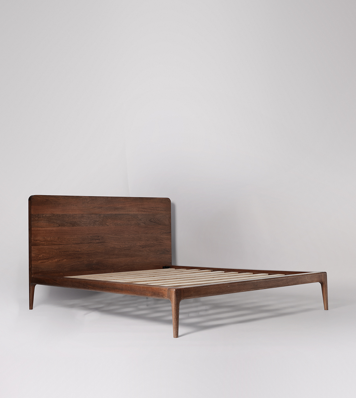 Nyhavn Double Bed Frame Mid Century Modern Style in Light Brown Mango Wood Swoon