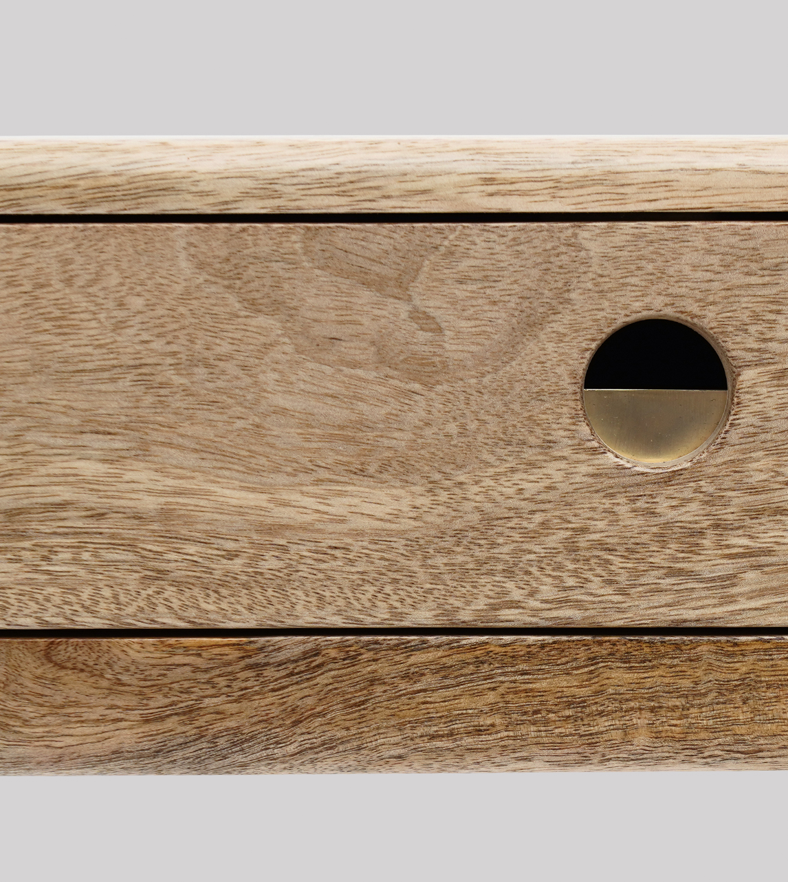 Nyhavn Mid-Century Scandi Console Table in Natural Mango Wood & Brass ...