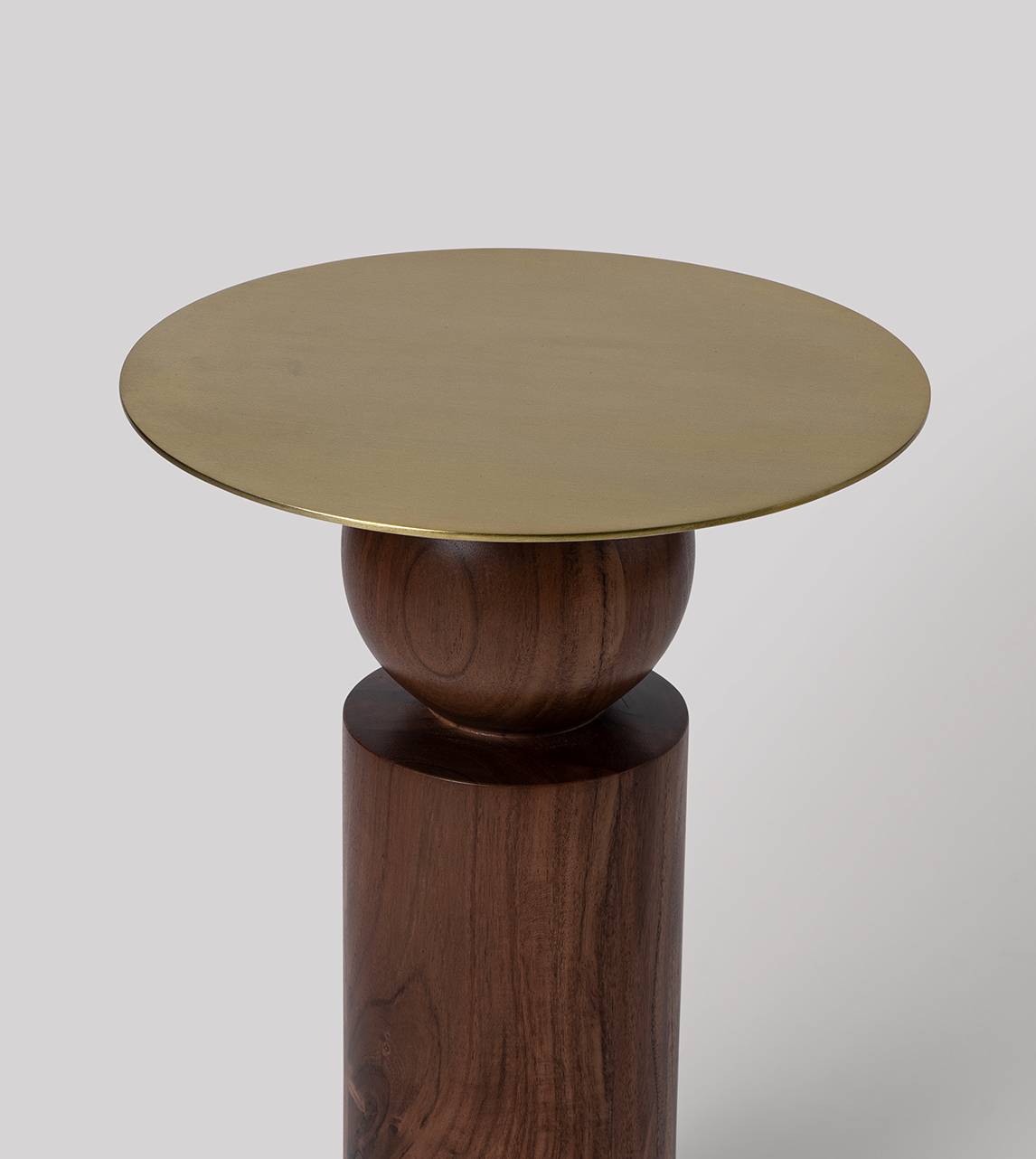 Pablo Art Deco Side Table in Dark Brown Acacia & Brass-Plated Steel | Swoon