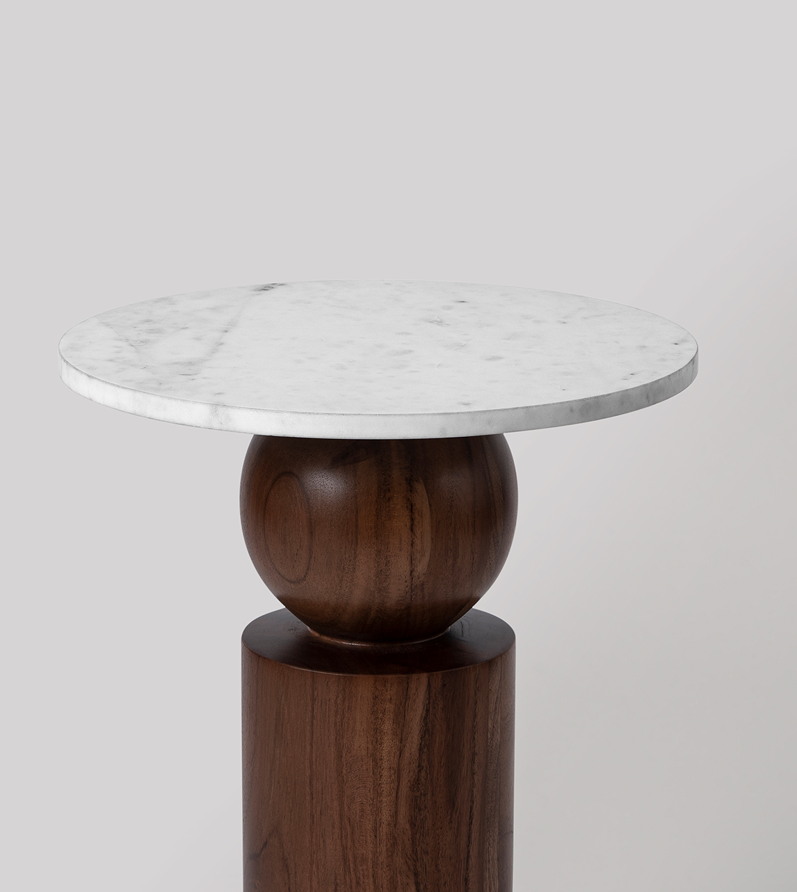 Pablo Art Deco Side Table in Dark Brown Acacia & White Marble | Swoon