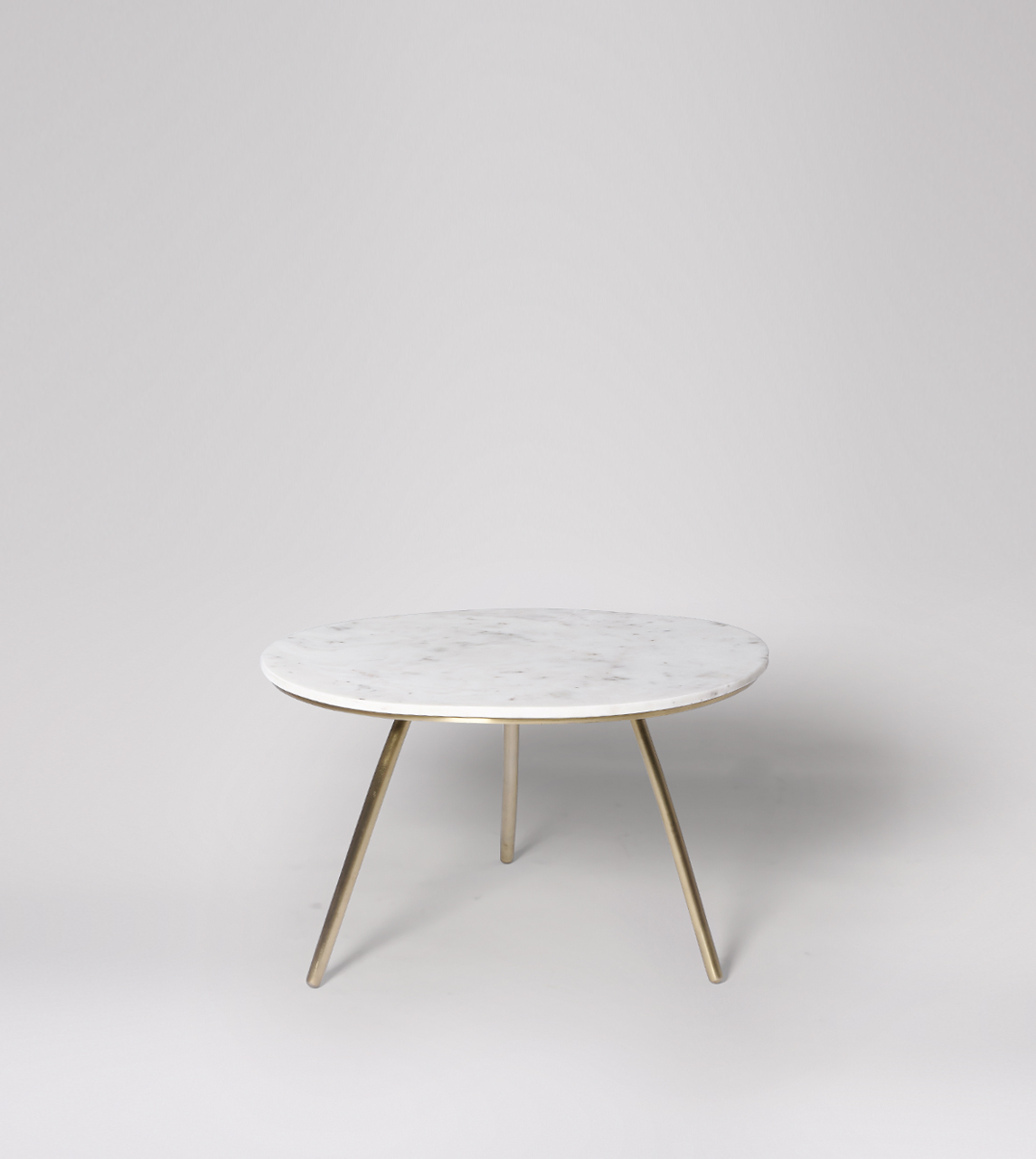 Pearl Minimalist Coffee Table in White Marble & Brass | Swoon