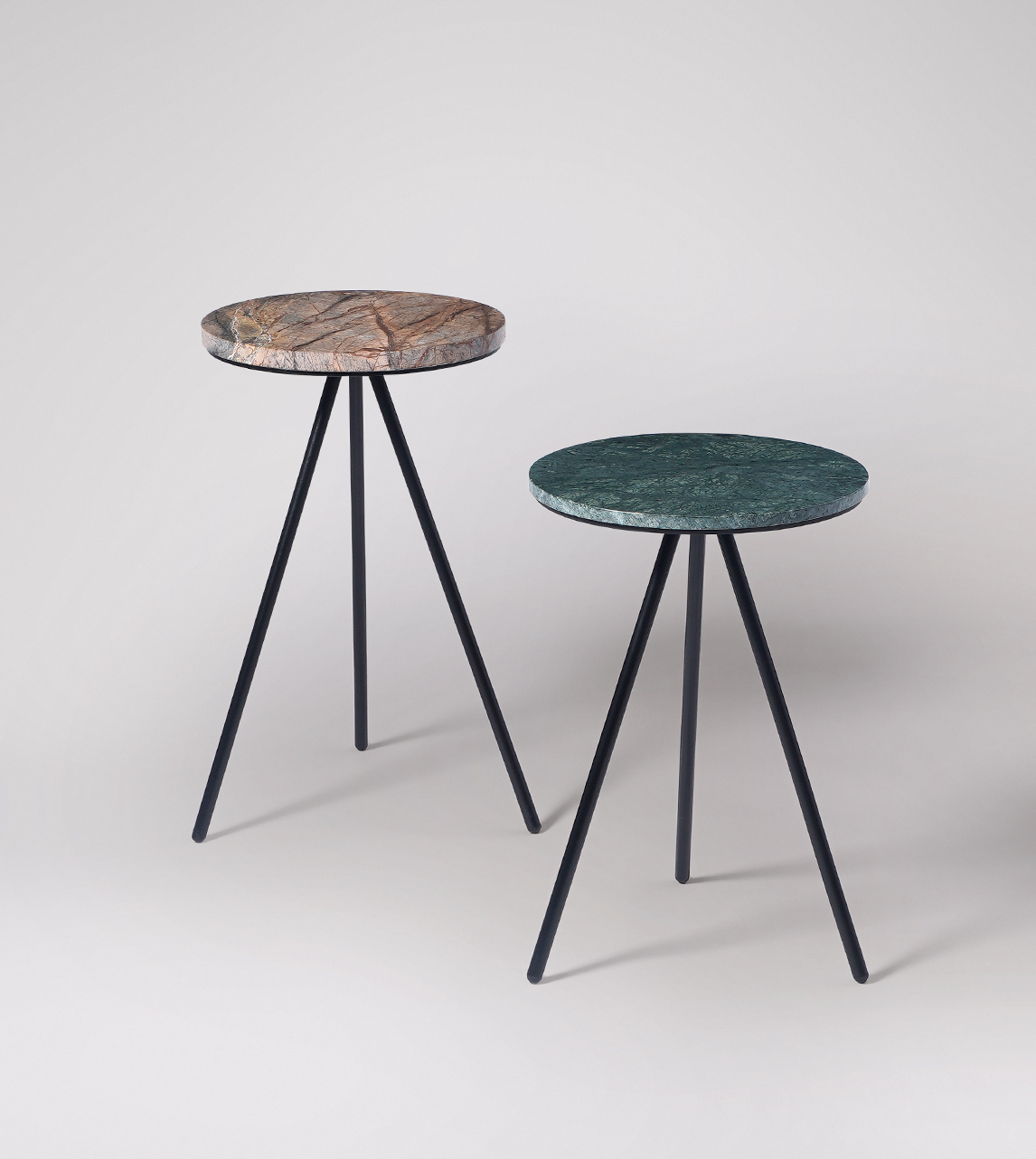 Pearl Contemporary Side Tables, Set of Two in Marble & Black Steel | Swoon