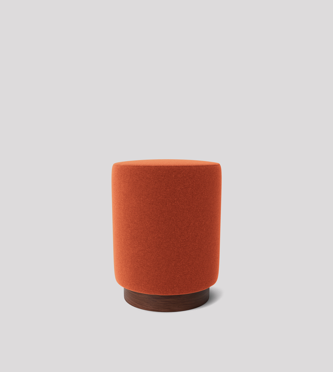 Penfold Footstool in Burnt Orange Soft Wool with Dark Feet | Swoon