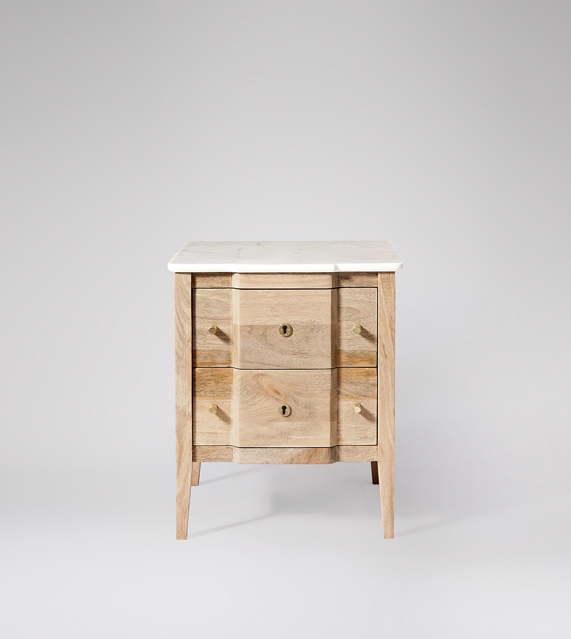 Duval Traditional Bedside Table in Natural Mango Wood & White Marble ...