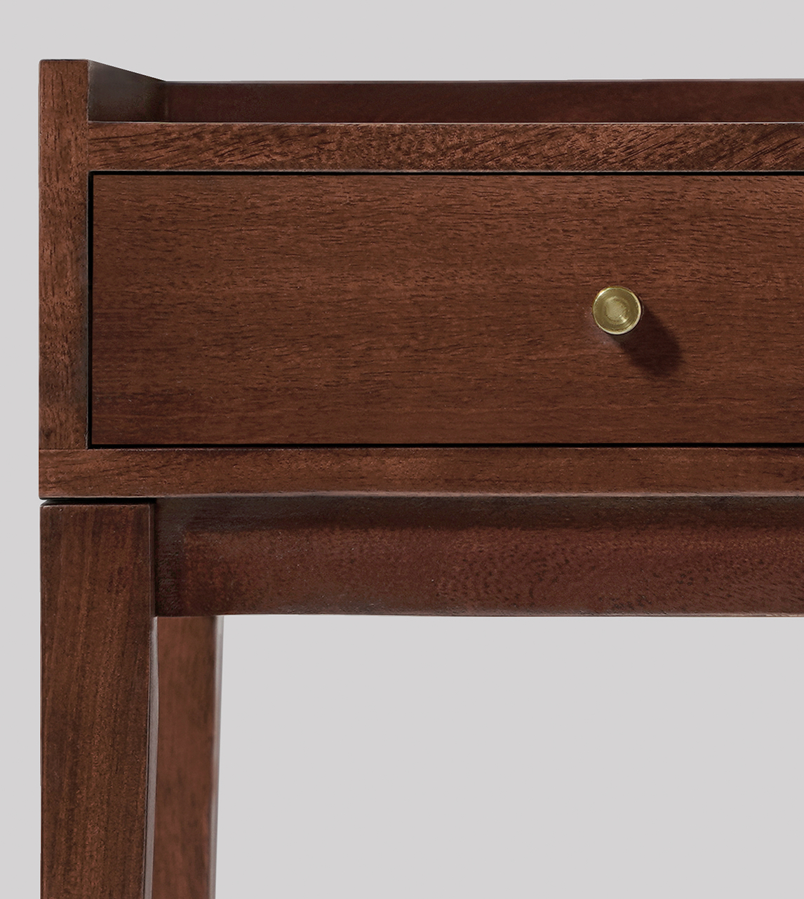 Newham Bas Traditional Bedside Table In Brass & Dark Mango Wood| Swoon