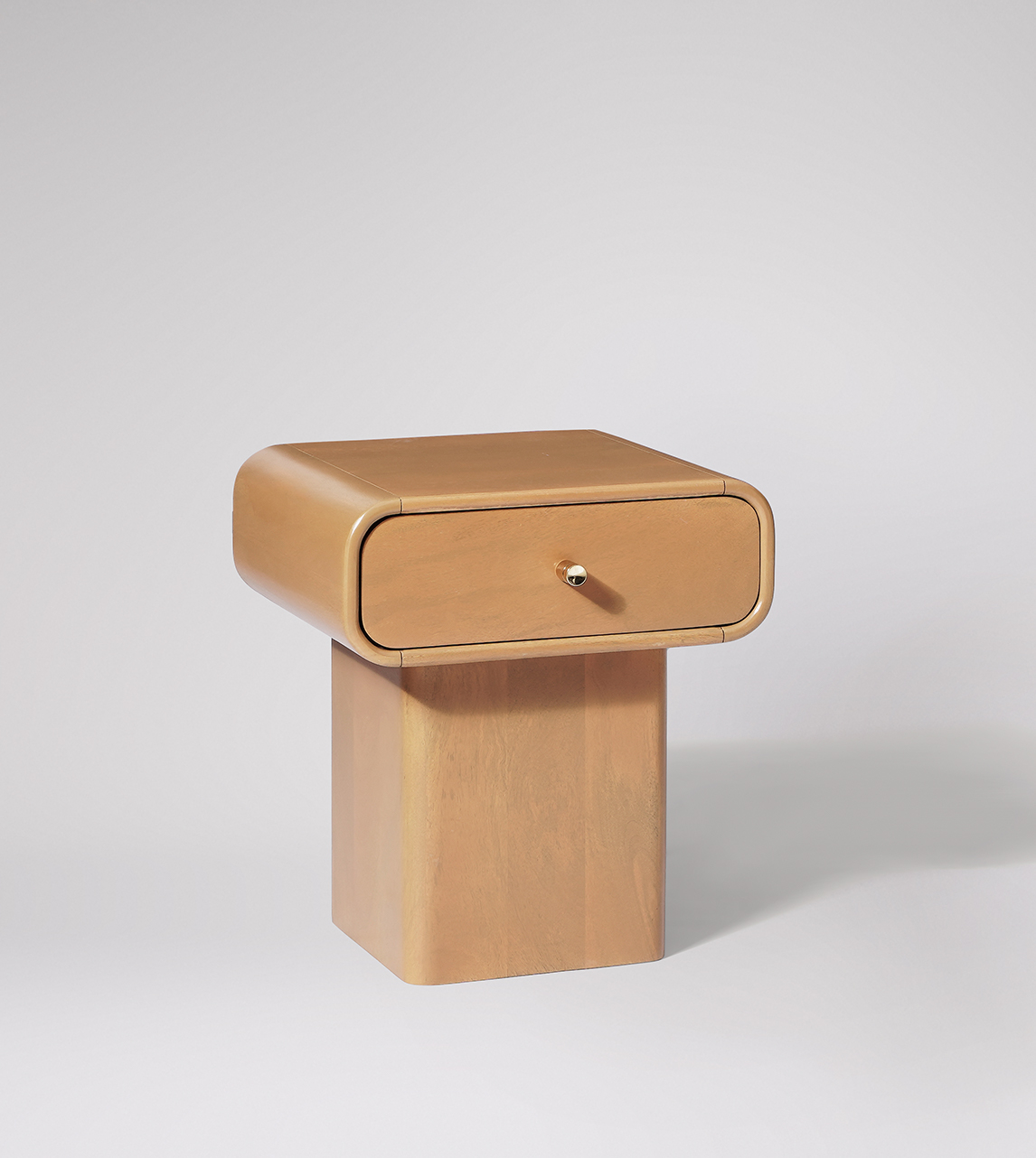 Orsten Maximalist Bedside Table in Teak-stained Mango Wood & Brass | Swoon