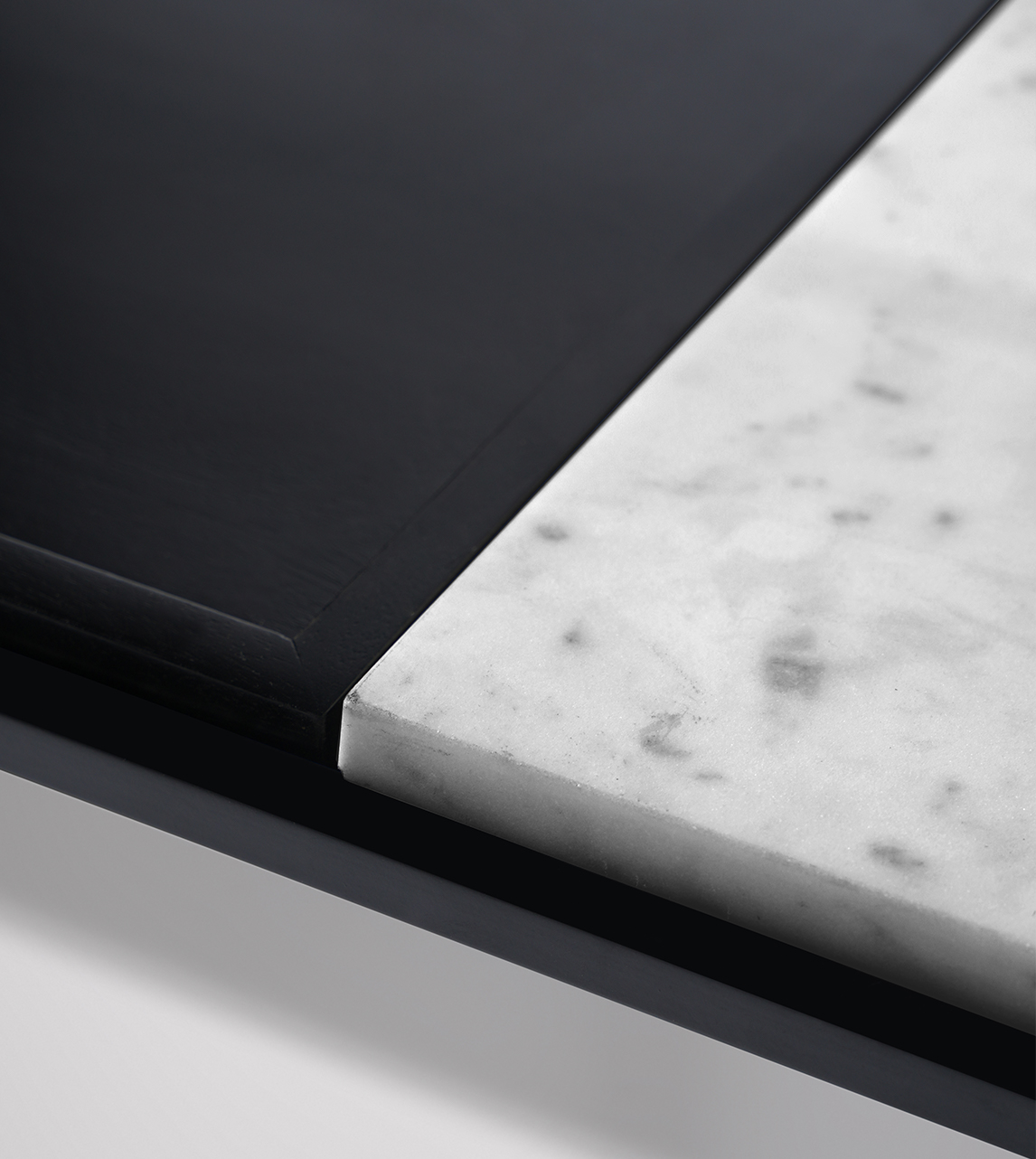 Lero Mid Century Coffee Table in Black Mango Wood, White Marble & Matt ...