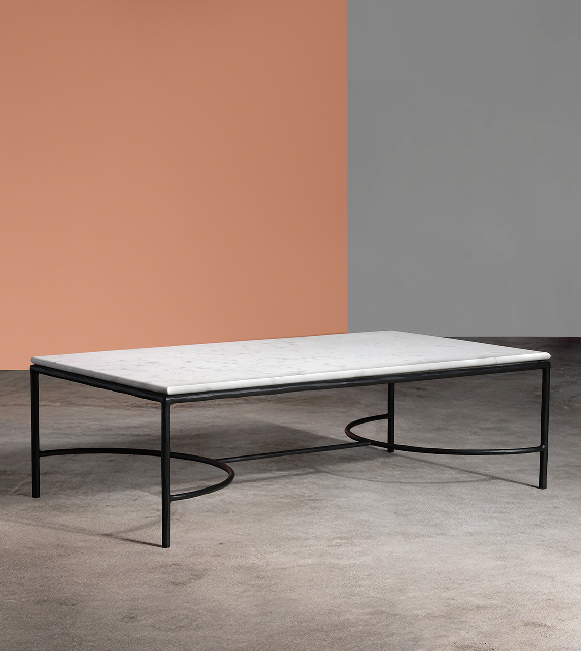 Krono Traditional Coffee Table in White Marble & Matt Black | Swoon