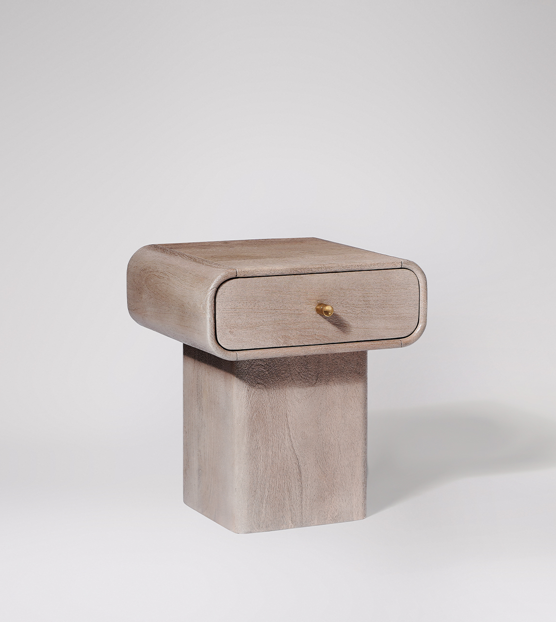 Orsten Maximalist Bedside Table in Sandblasted Grey Mango Wood & Brass ...