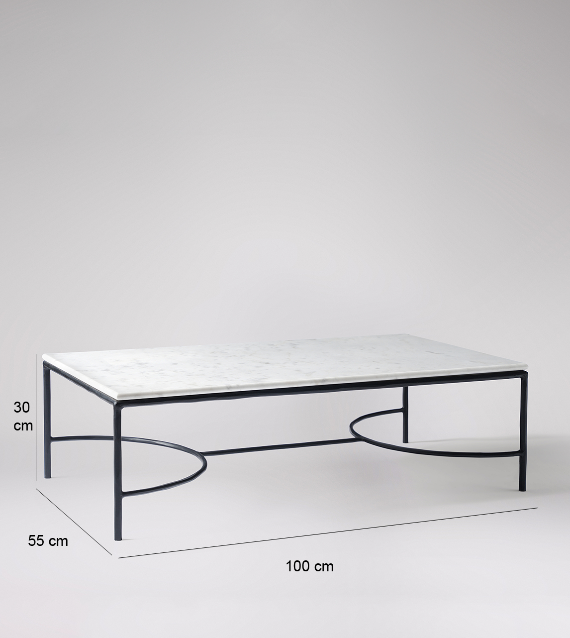 Krono Traditional Coffee Table in White Marble & Matt Black | Swoon