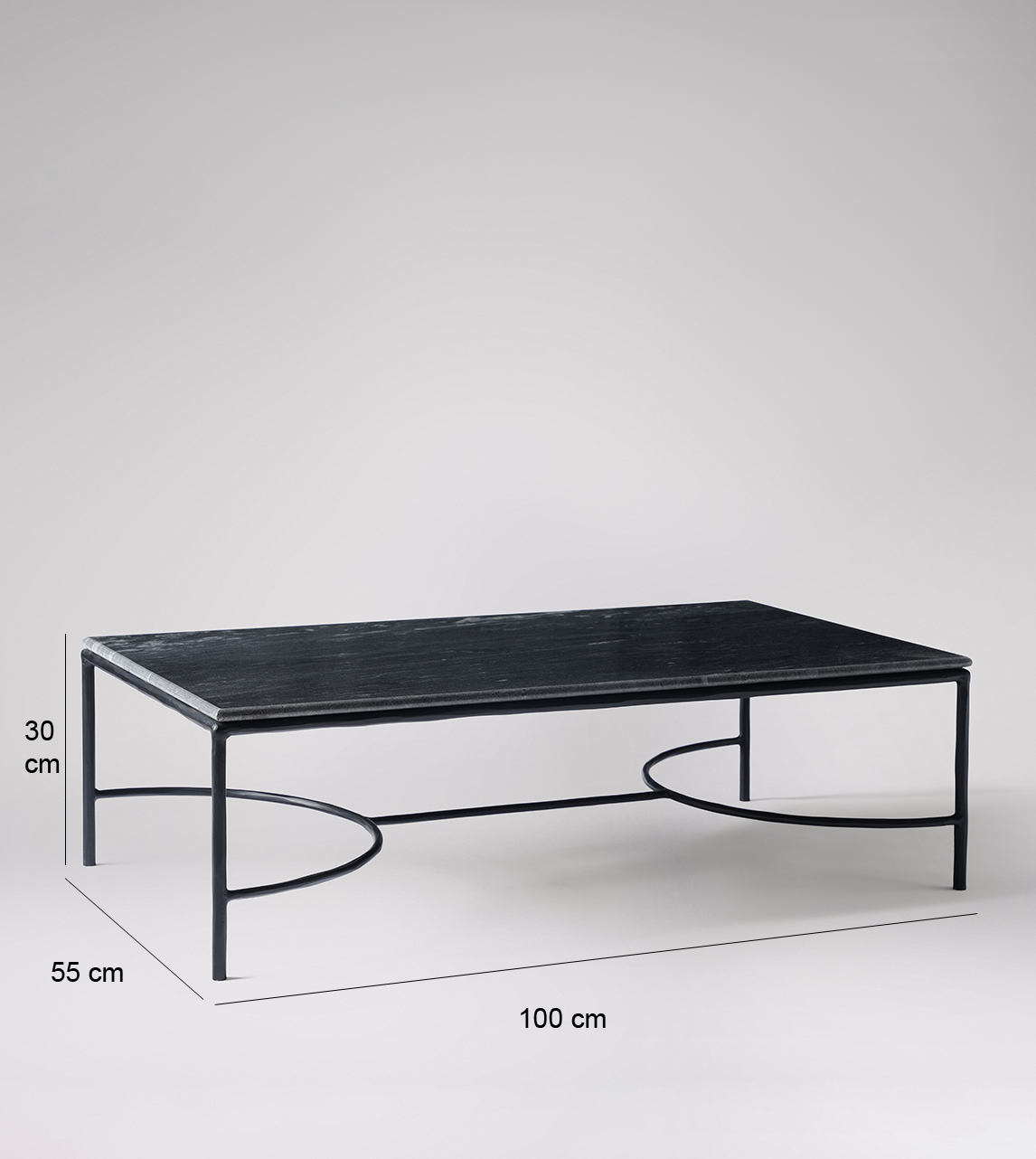 Krono Traditional Coffee Table in Black Marble & Matt Black | Swoon
