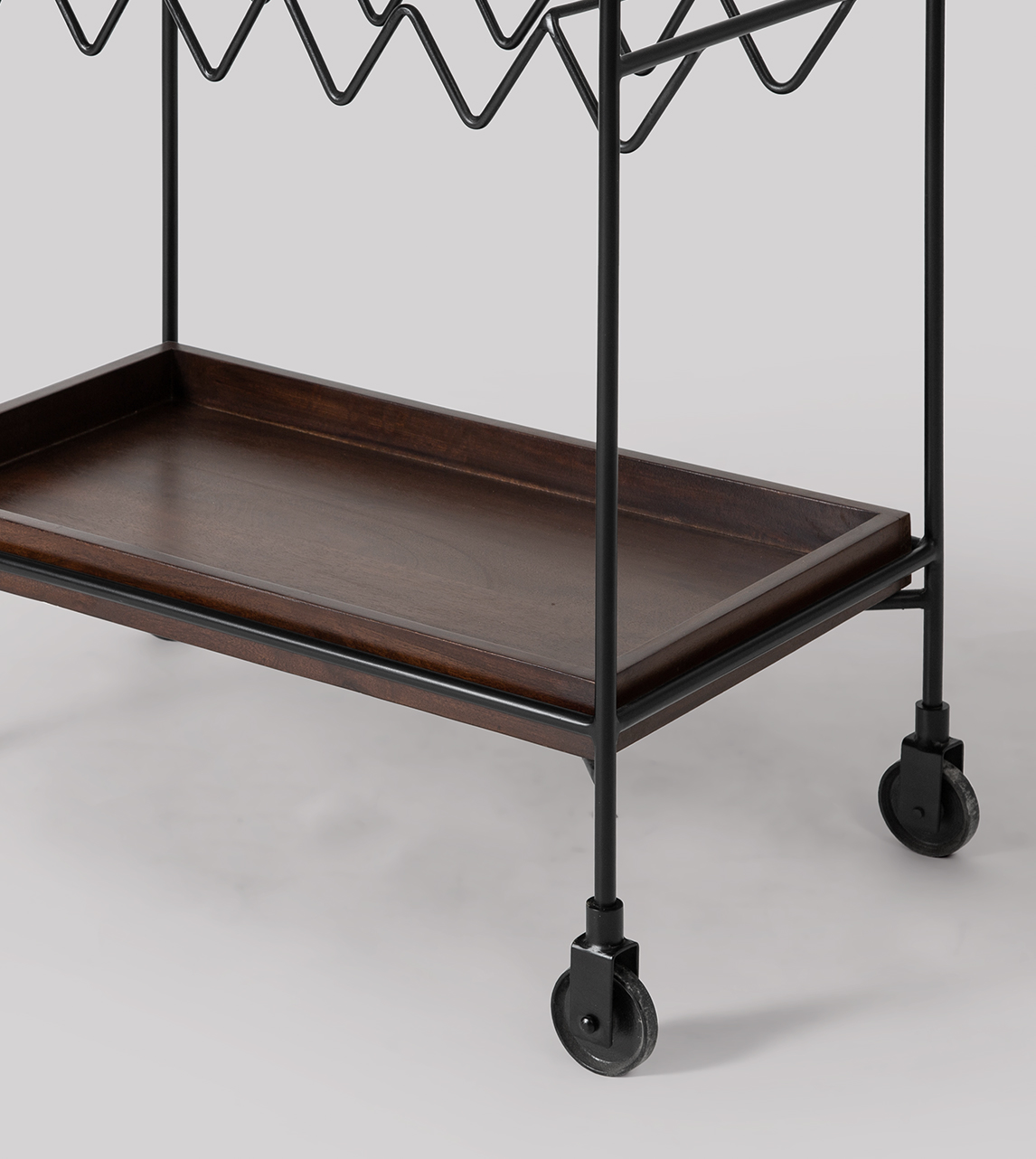 Hansel Mid Century Drinks Trolley in Dark Mango Wood, White Marble ...