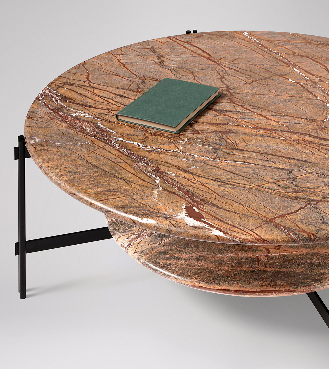 Jarna Maximalist Coffee Table In Mid Brown Rainforest Marble & Black ...