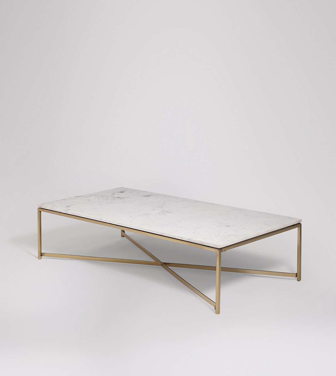 Kir Luxe Coffee Table in White Marble & Brass | Swoon