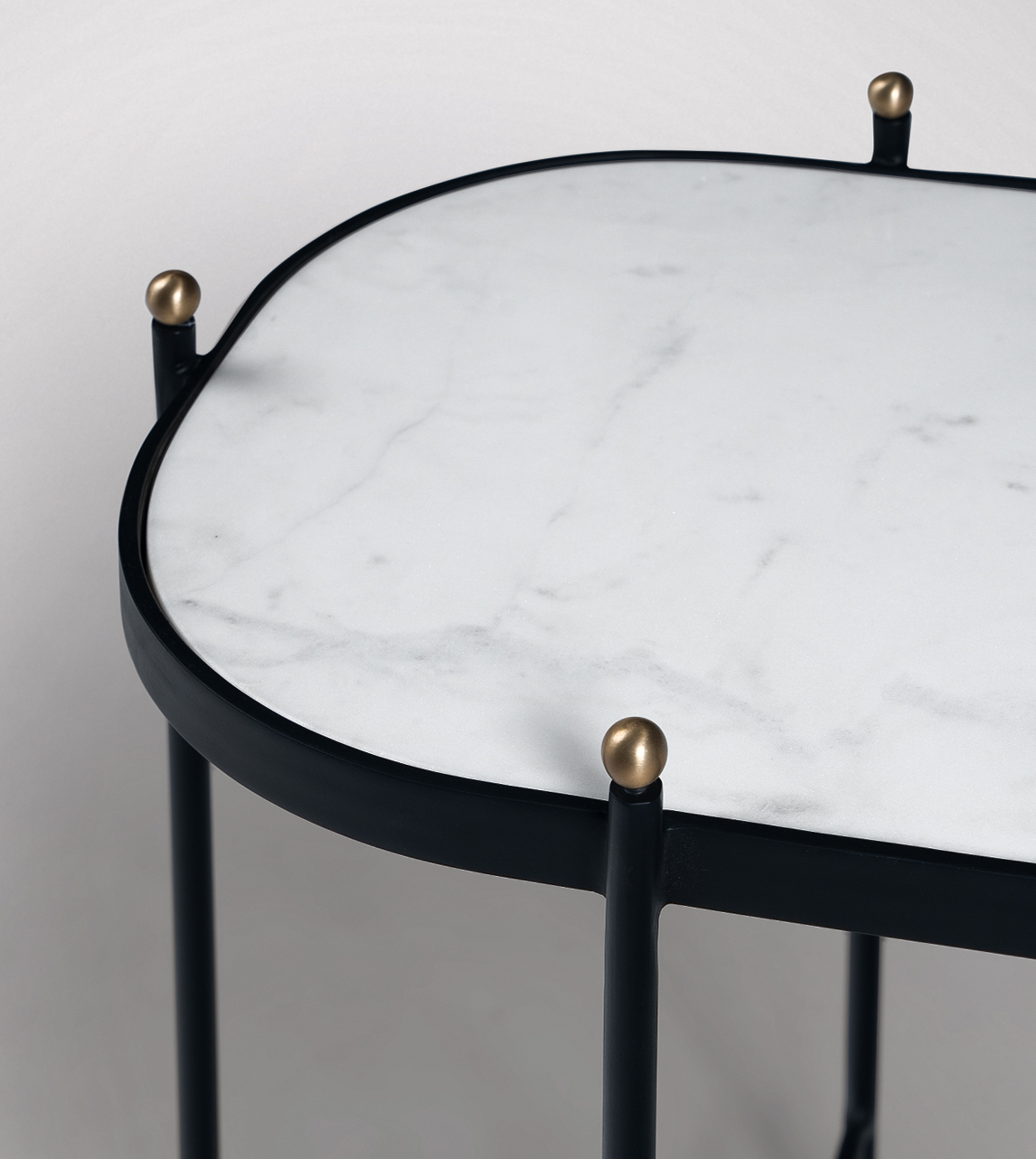 Harald Traditional Side Table in Marble & Black Steel | Swoon