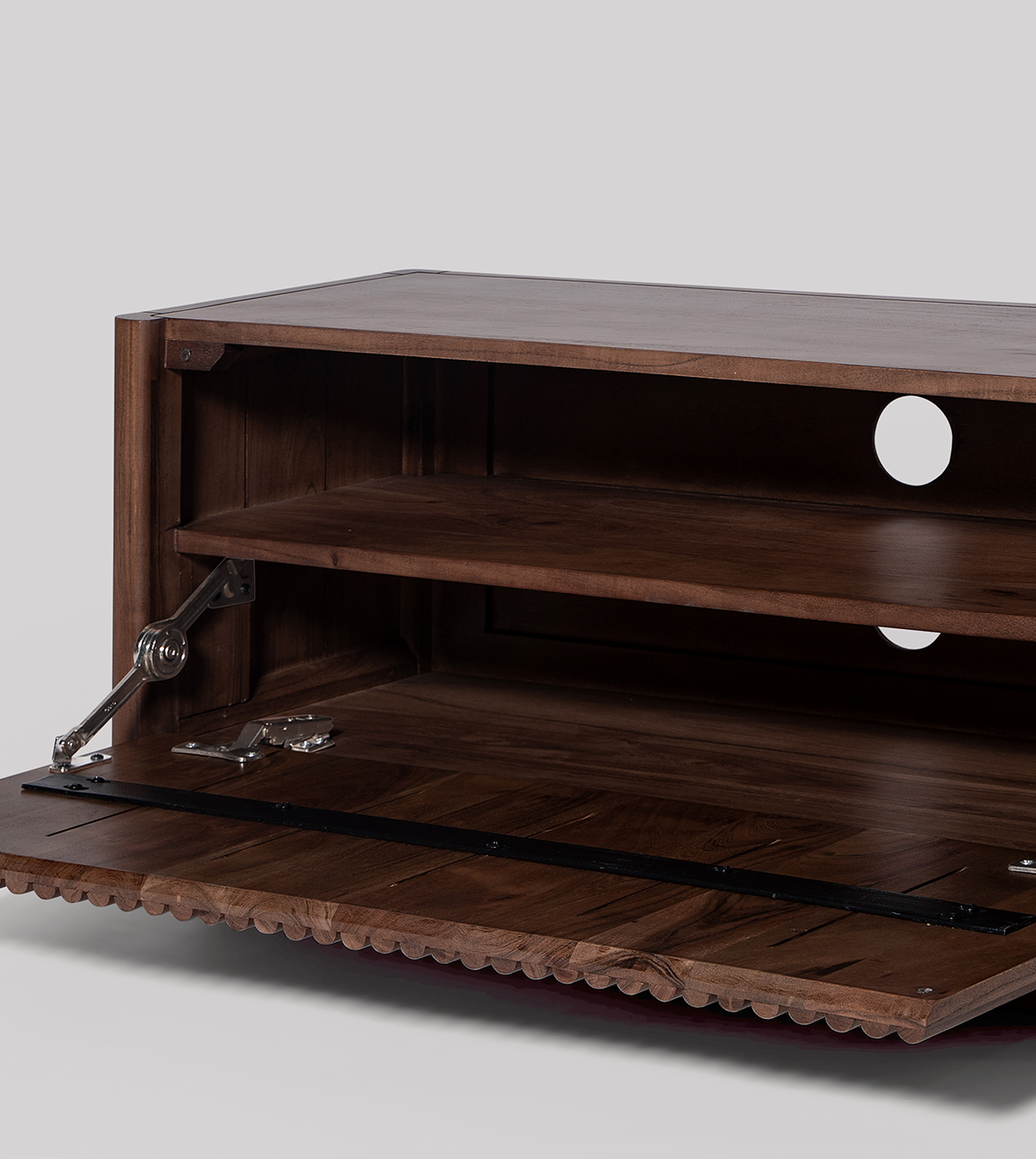 Hampstead Scandi Media Unit in Dark Brown Acacia | Swoon
