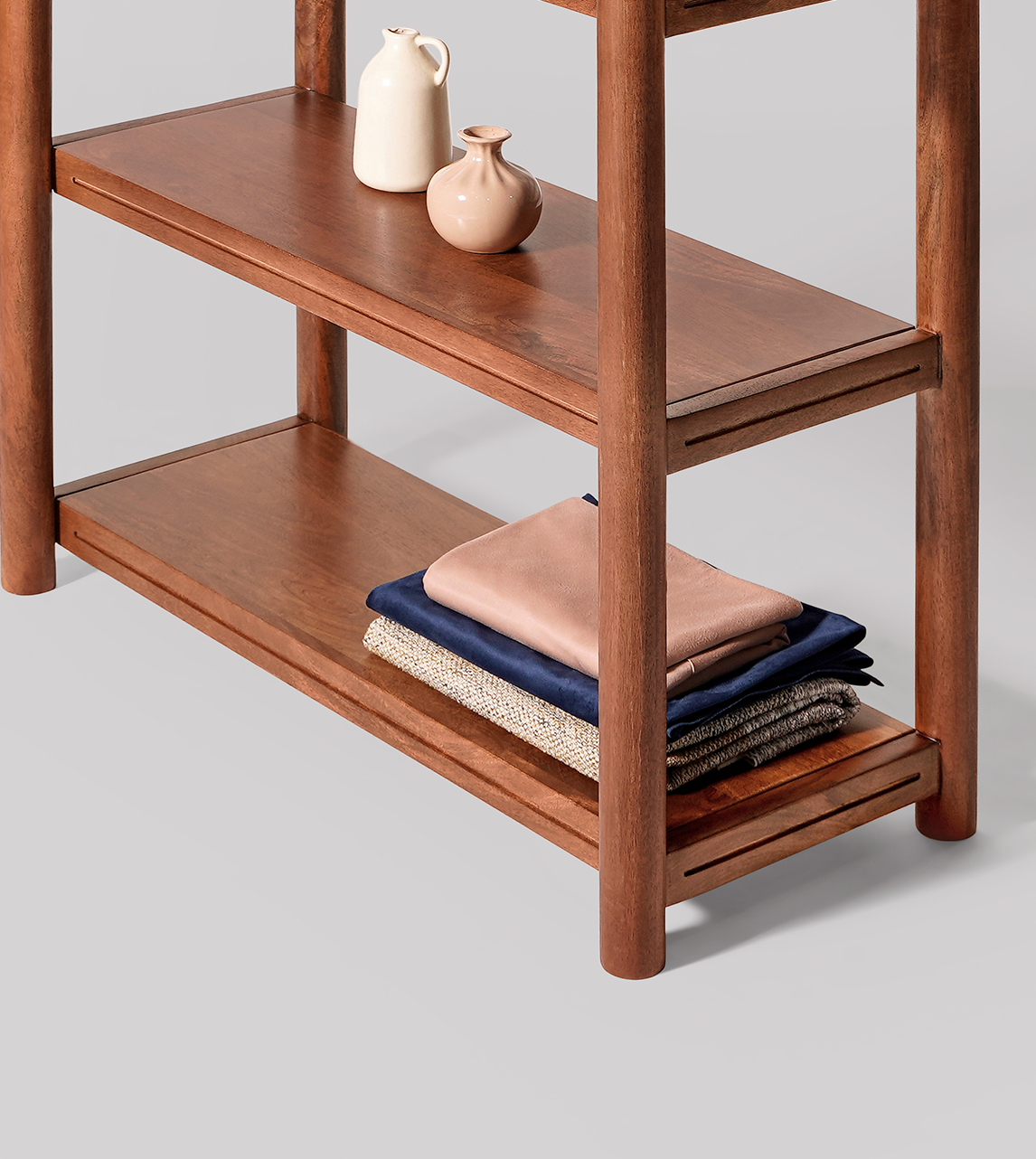 Dowling Traditional Ladder Shelving in Dark Brown Mango Wood | Swoon