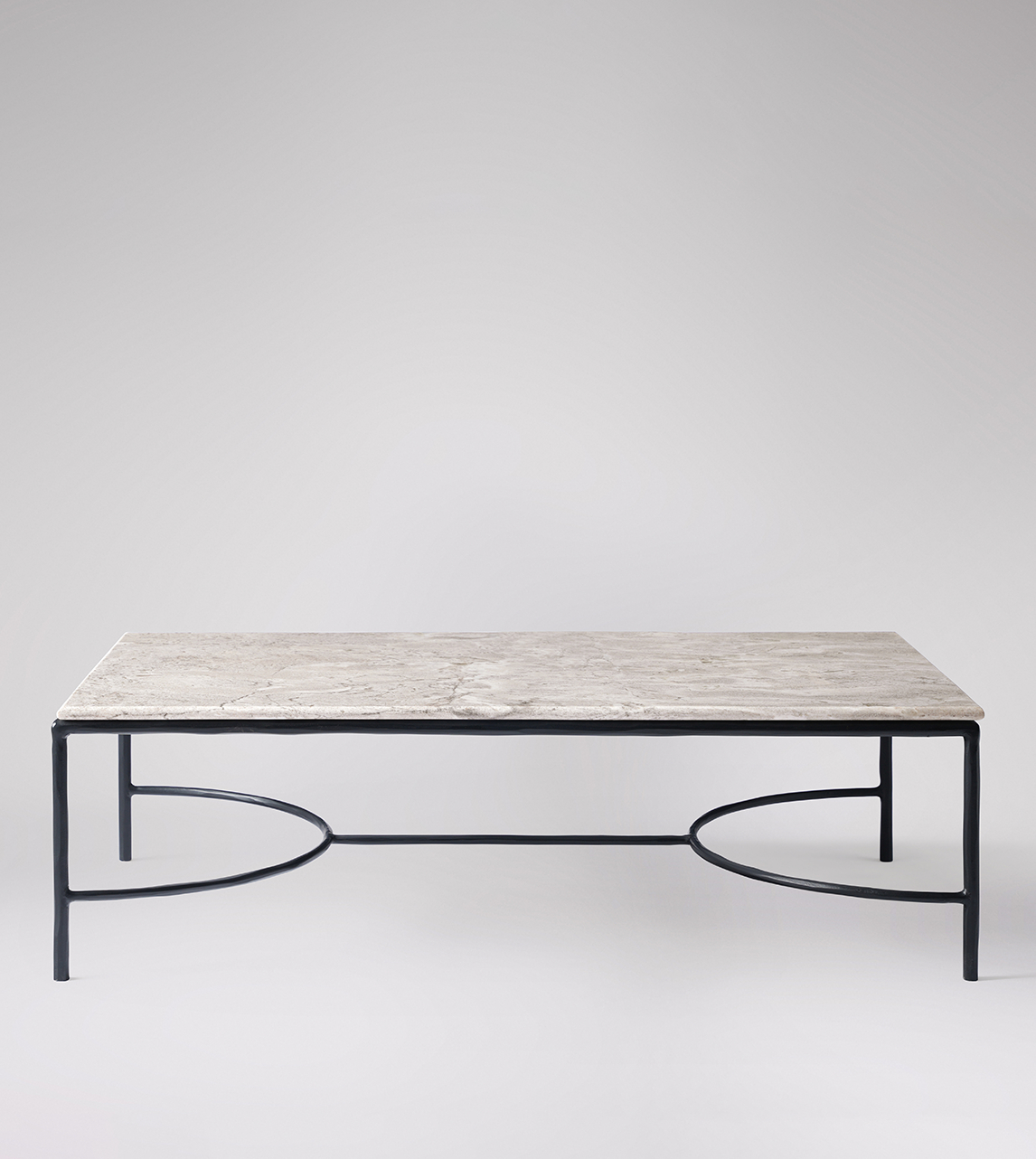 Krono Traditional Coffee Table in Brown Marble & Steel | Swoon