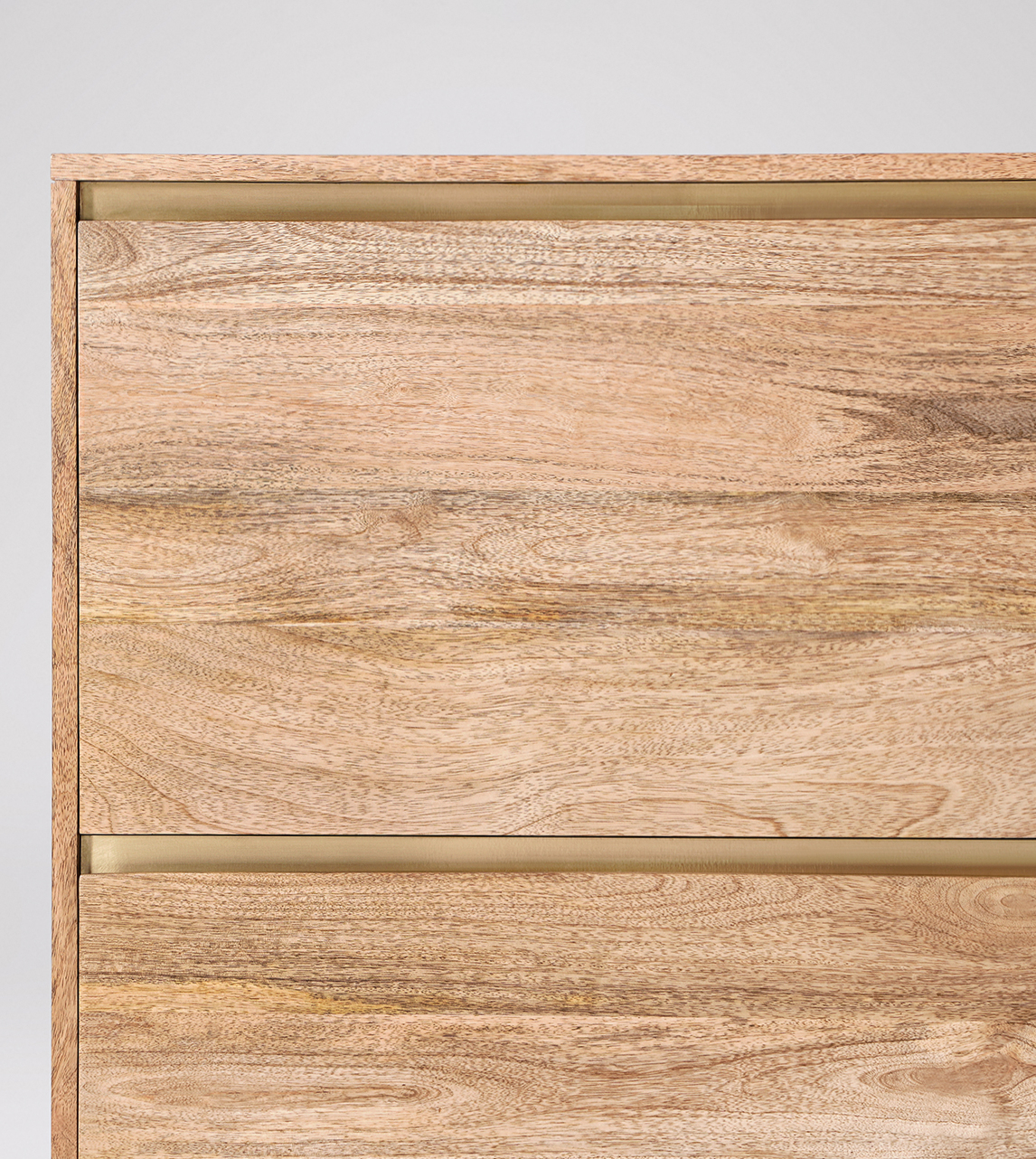 Mosby Mid Century Shoe Rack in Natural Mango Wood & Brass | Swoon