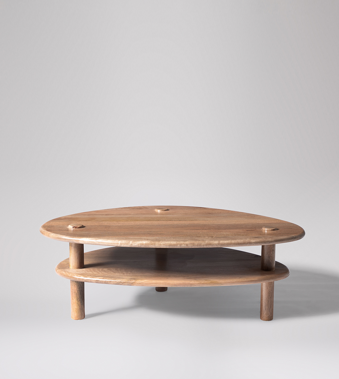 Rolph Mid Century Coffee Table in Natural Oak-Stained Mango Wood | Swoon