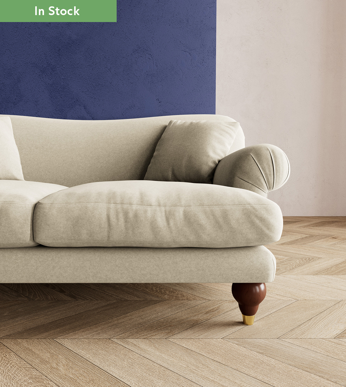 Willows Two-Seater Sofa in Porcelain Smart Wool with Dark Feet ...