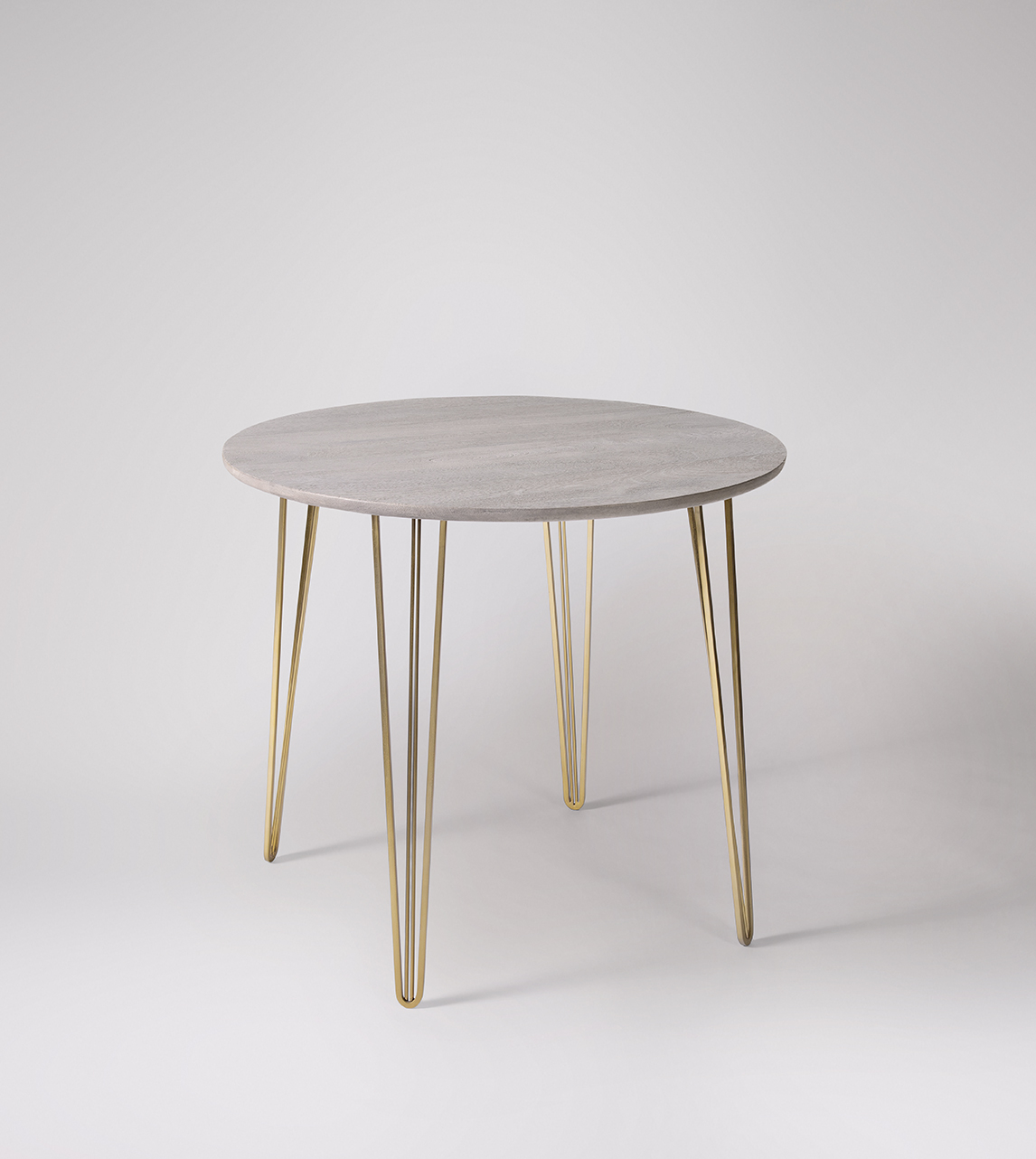 Kimble Four-seater Dining Table in Sandblasted Grey Mango Wood & Brass ...