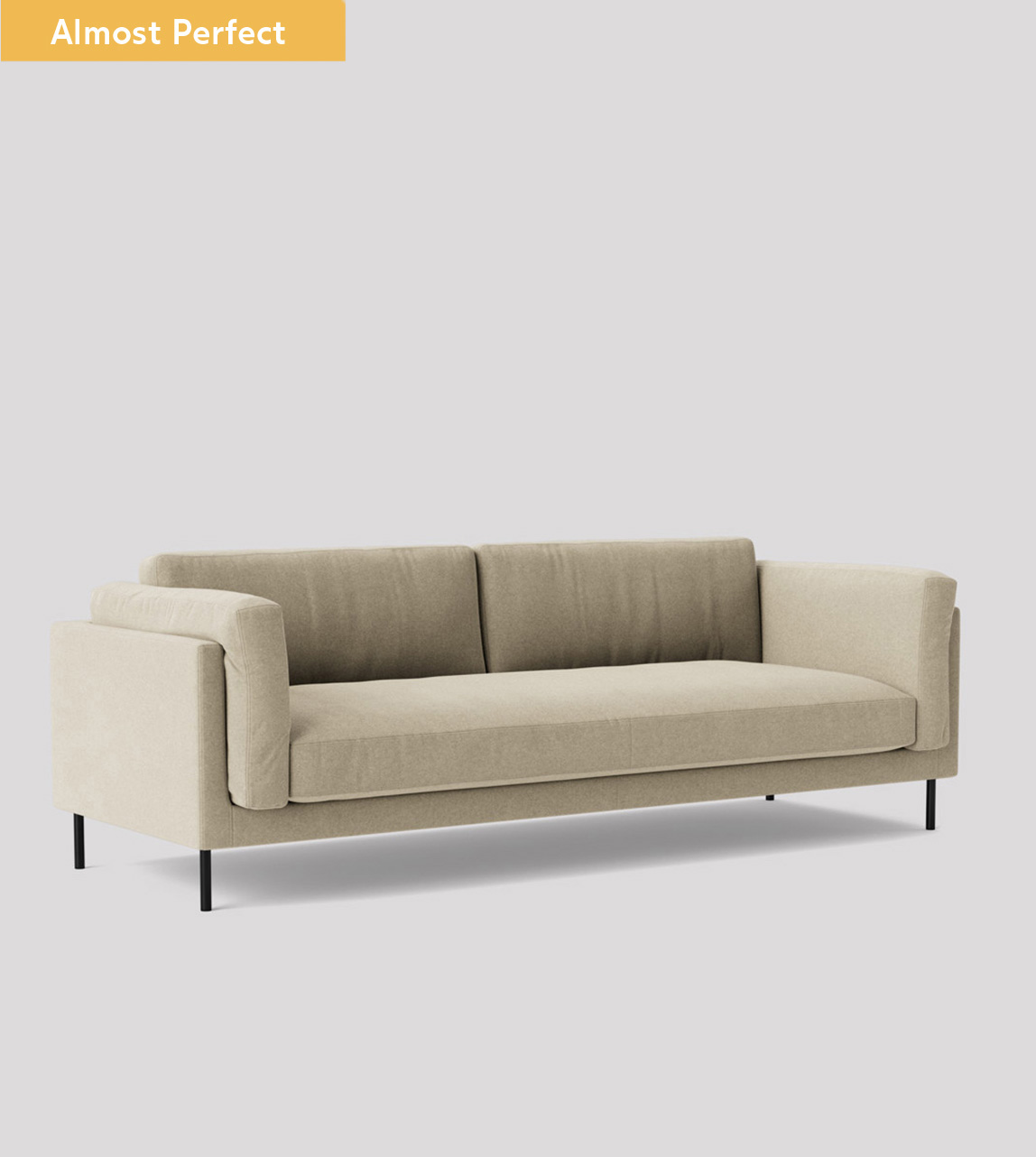 Munich Three-Seater Sofa in Porcelain Smart Wool with Black Feet ...