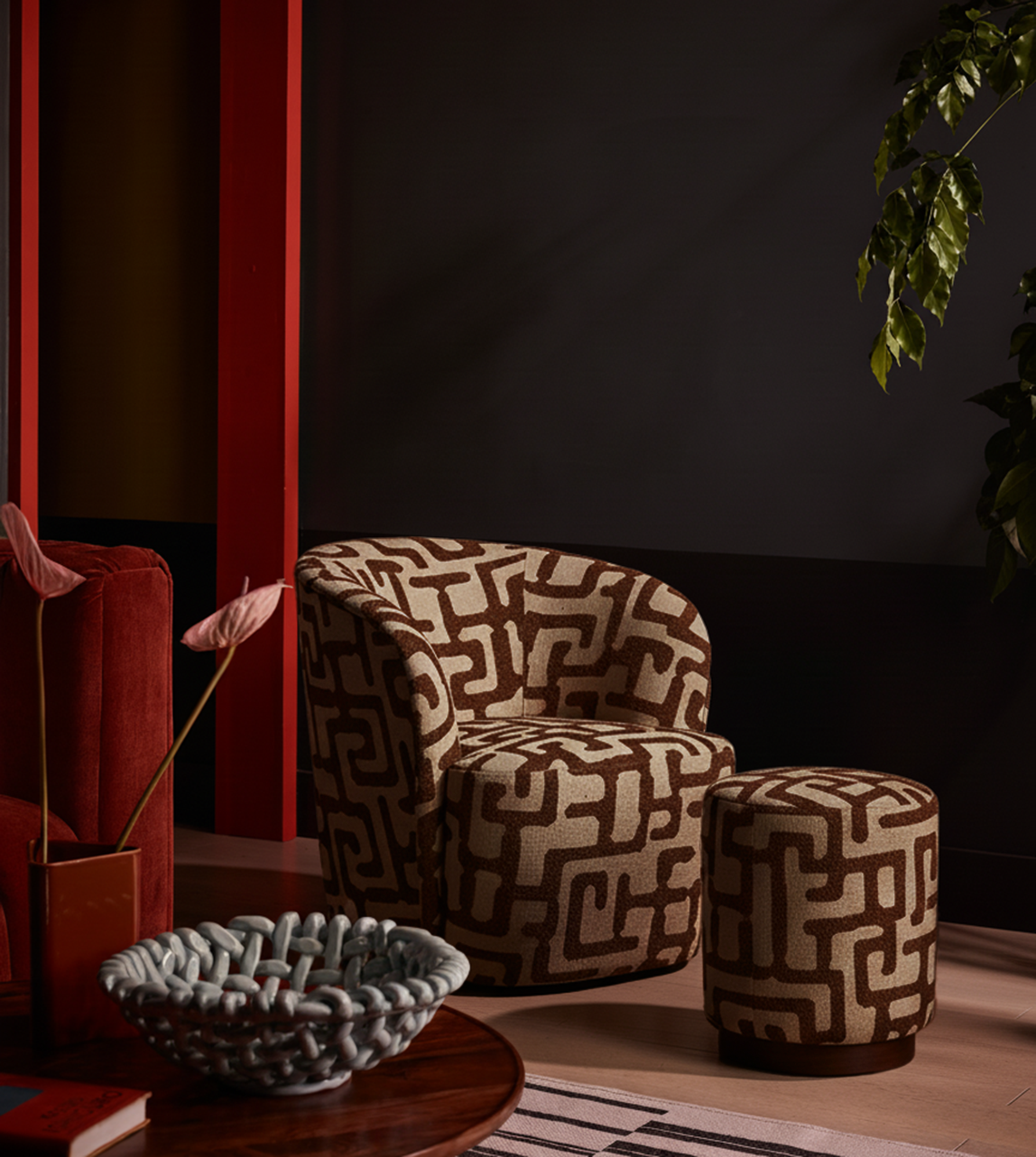 Penfold Maximalist Stool in Dark Rust Red | Swoon