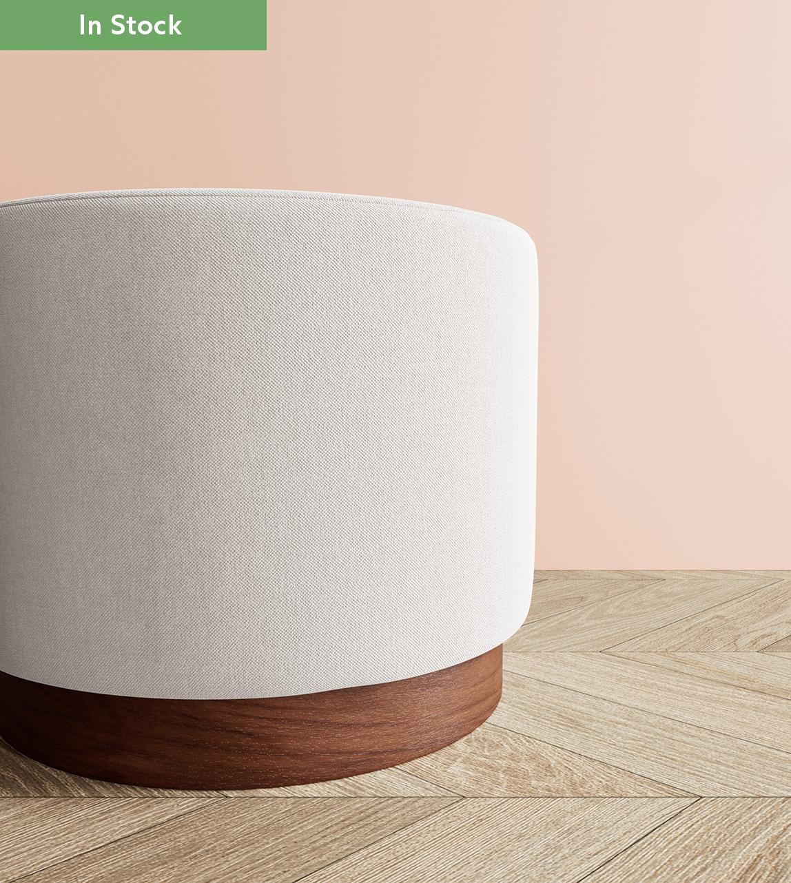 Penfold Ottoman in Ecru Crushed Velvet | Express | Swoon
