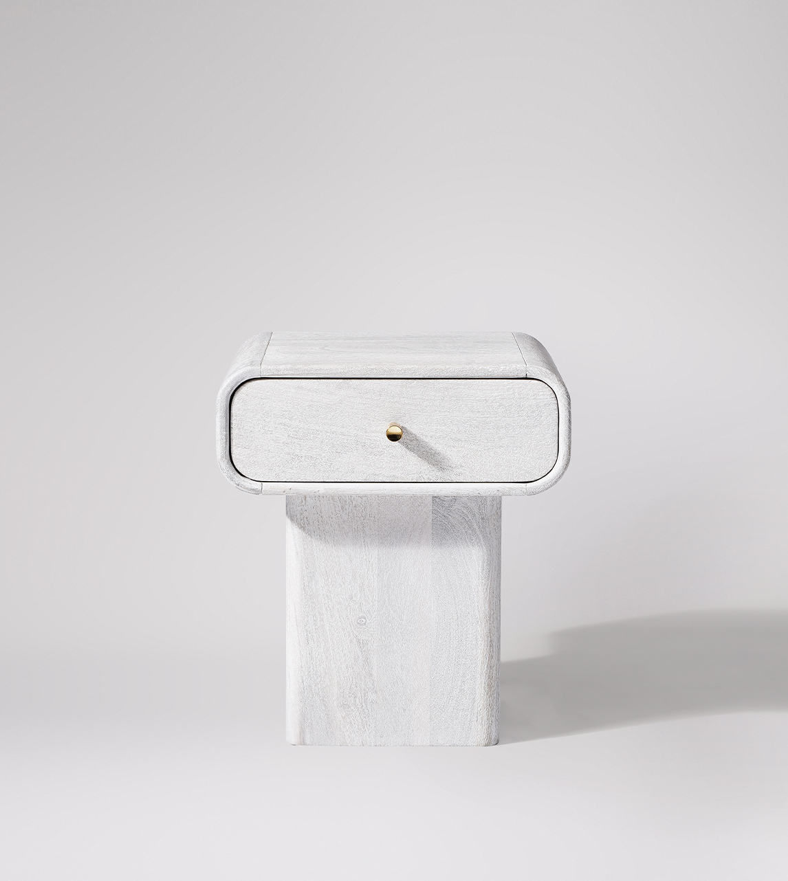 Orsten Maximalist Bedside Table in Sandblasted White Mango Wood & Brass ...