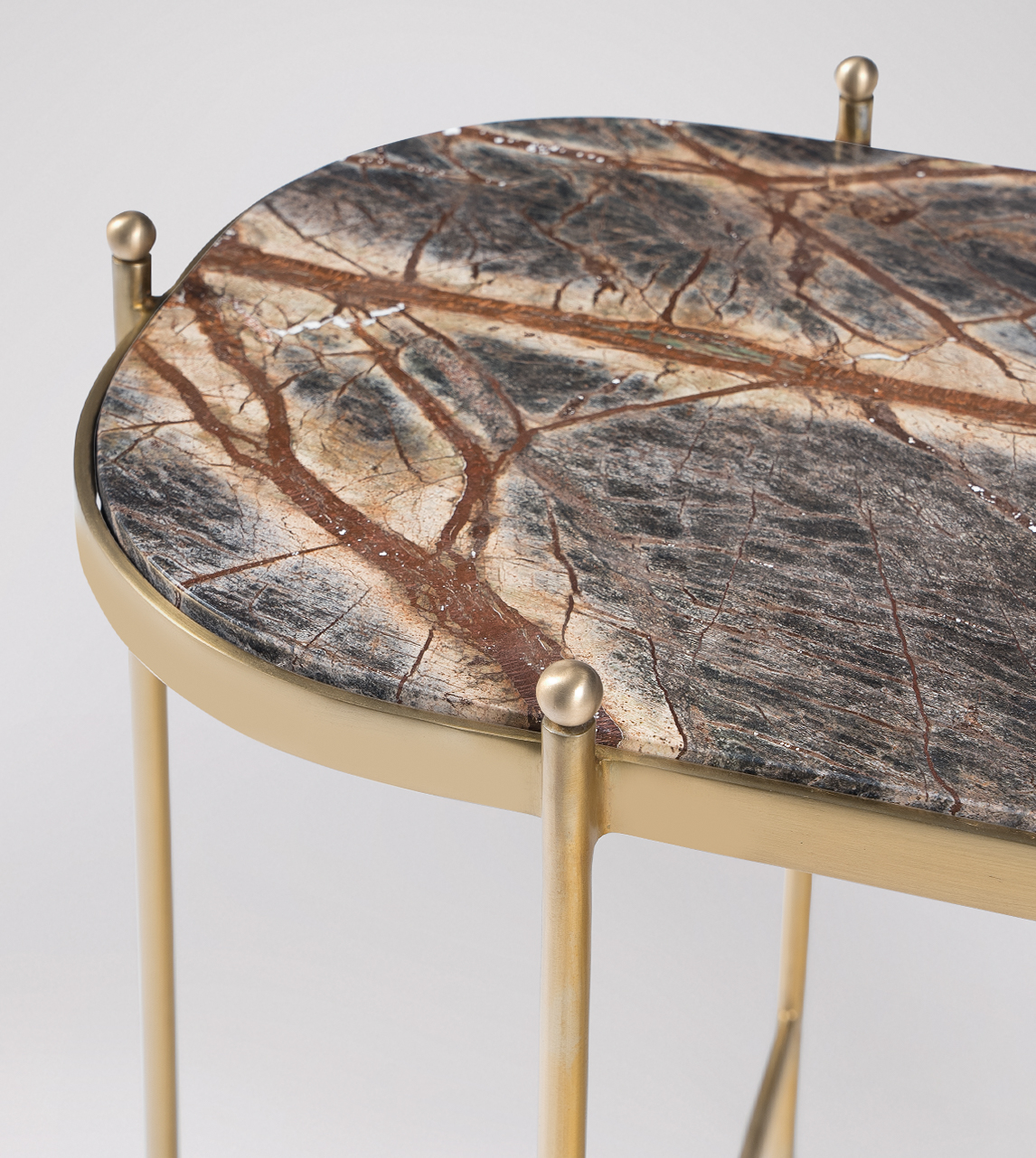 Harald Traditional Side Table in Marble & Brass | Swoon