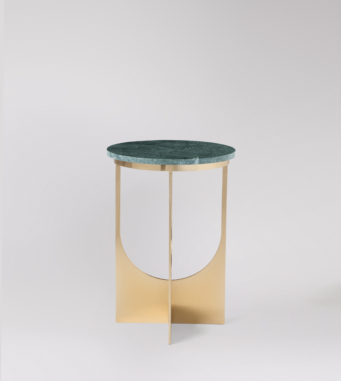 Nicholas Mid Century Side Table in Green Marble & Brass | Swoon