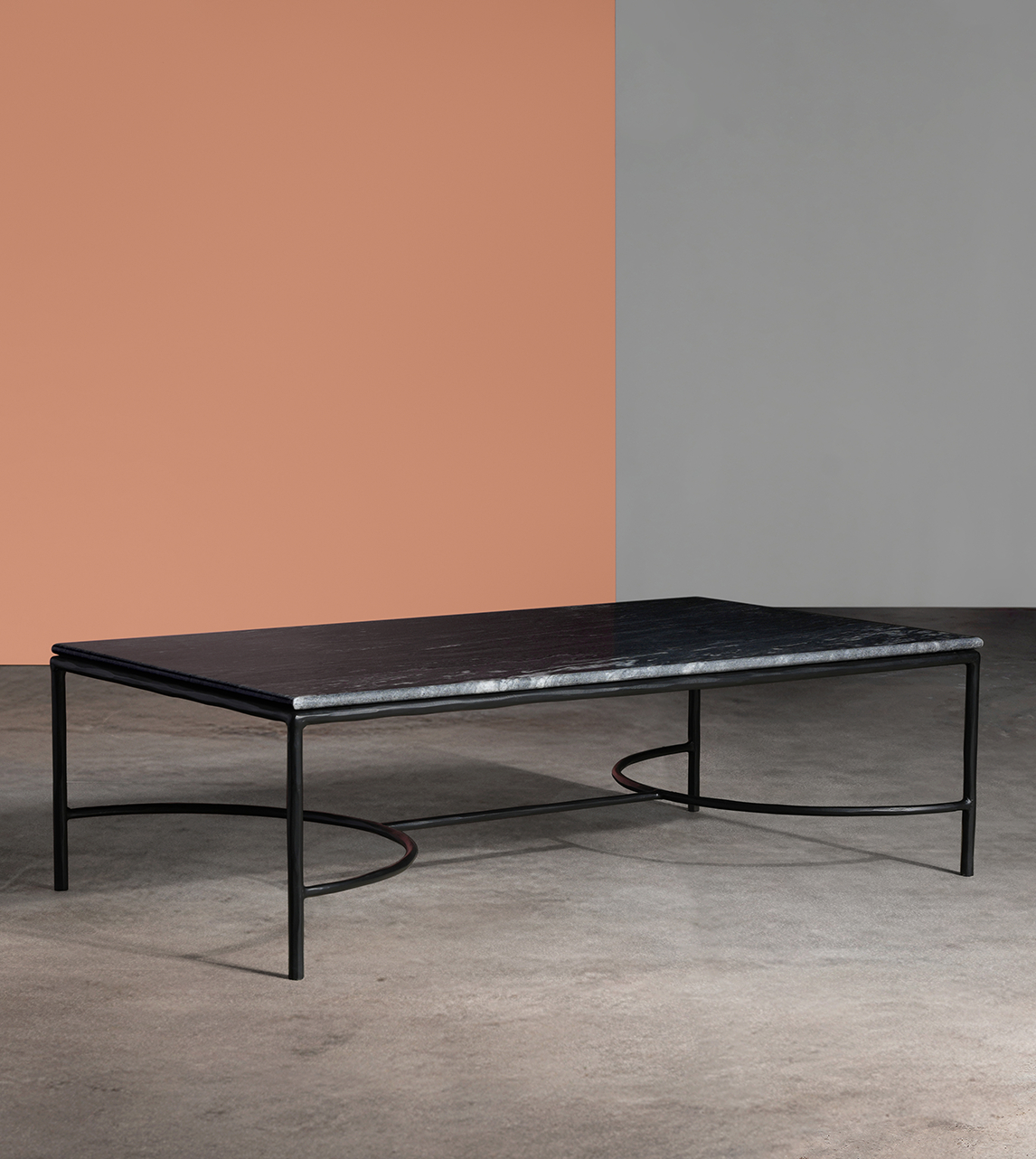 Krono Traditional Coffee Table in Black Marble & Matt Black | Swoon
