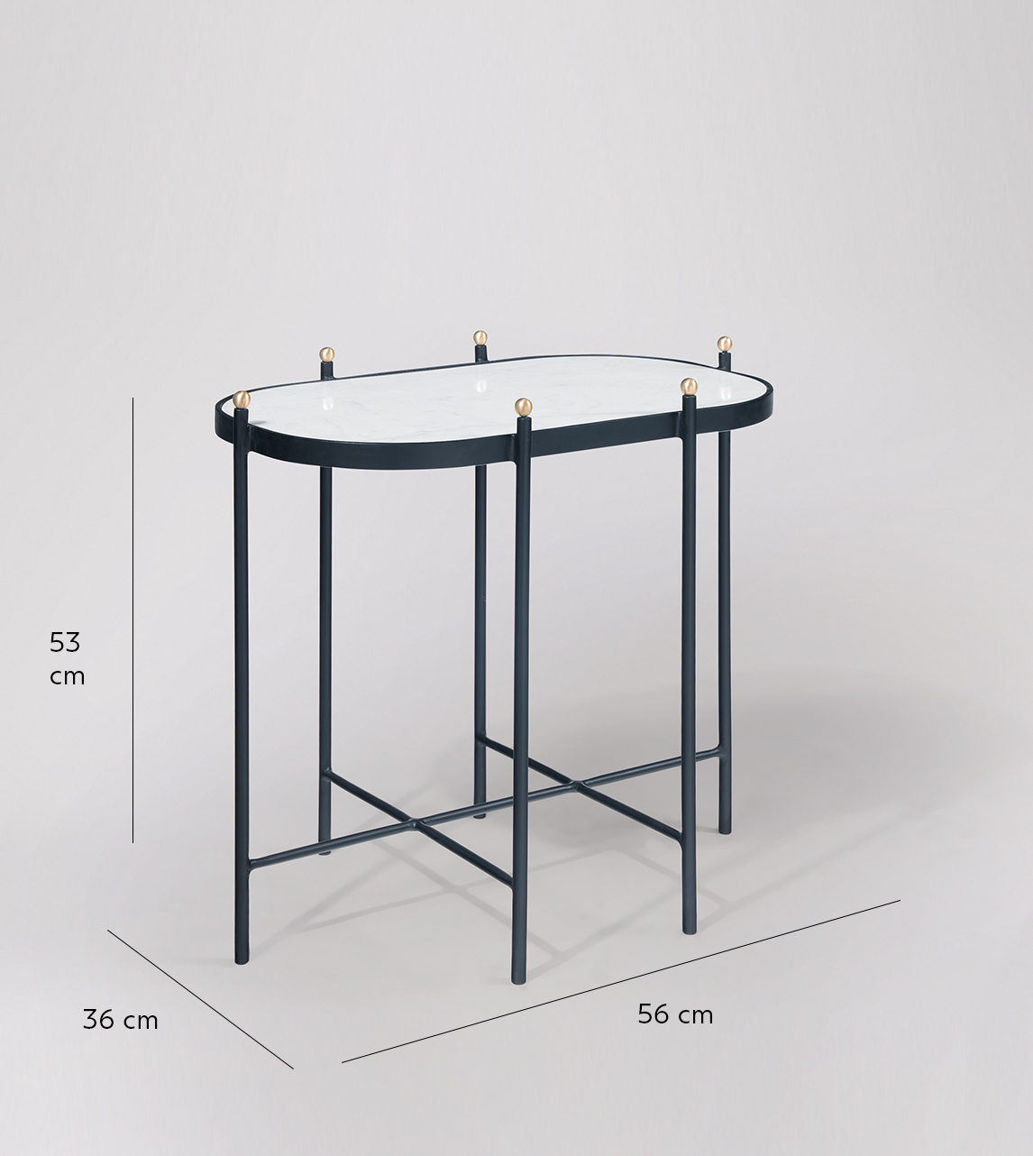Harald Traditional Side Table in Marble & Black Steel | Swoon