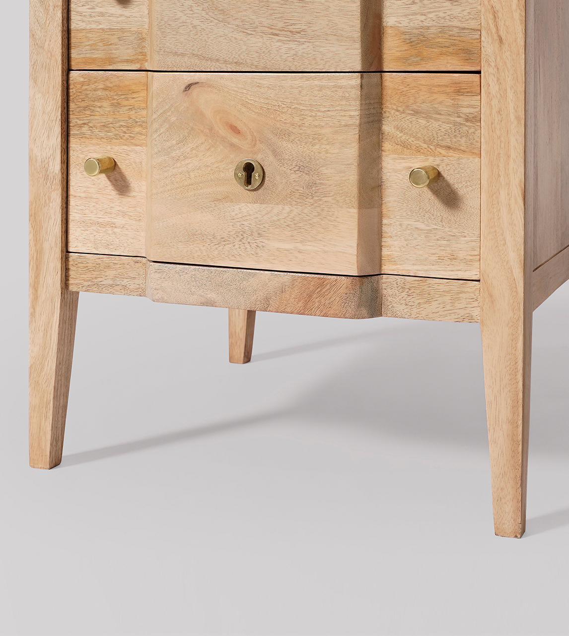 Duval Traditional Bedside Table in Natural Mango Wood & White Marble ...