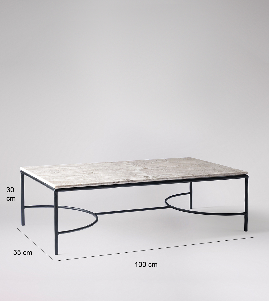 Krono Traditional Coffee Table in Brown Marble & Steel | Swoon