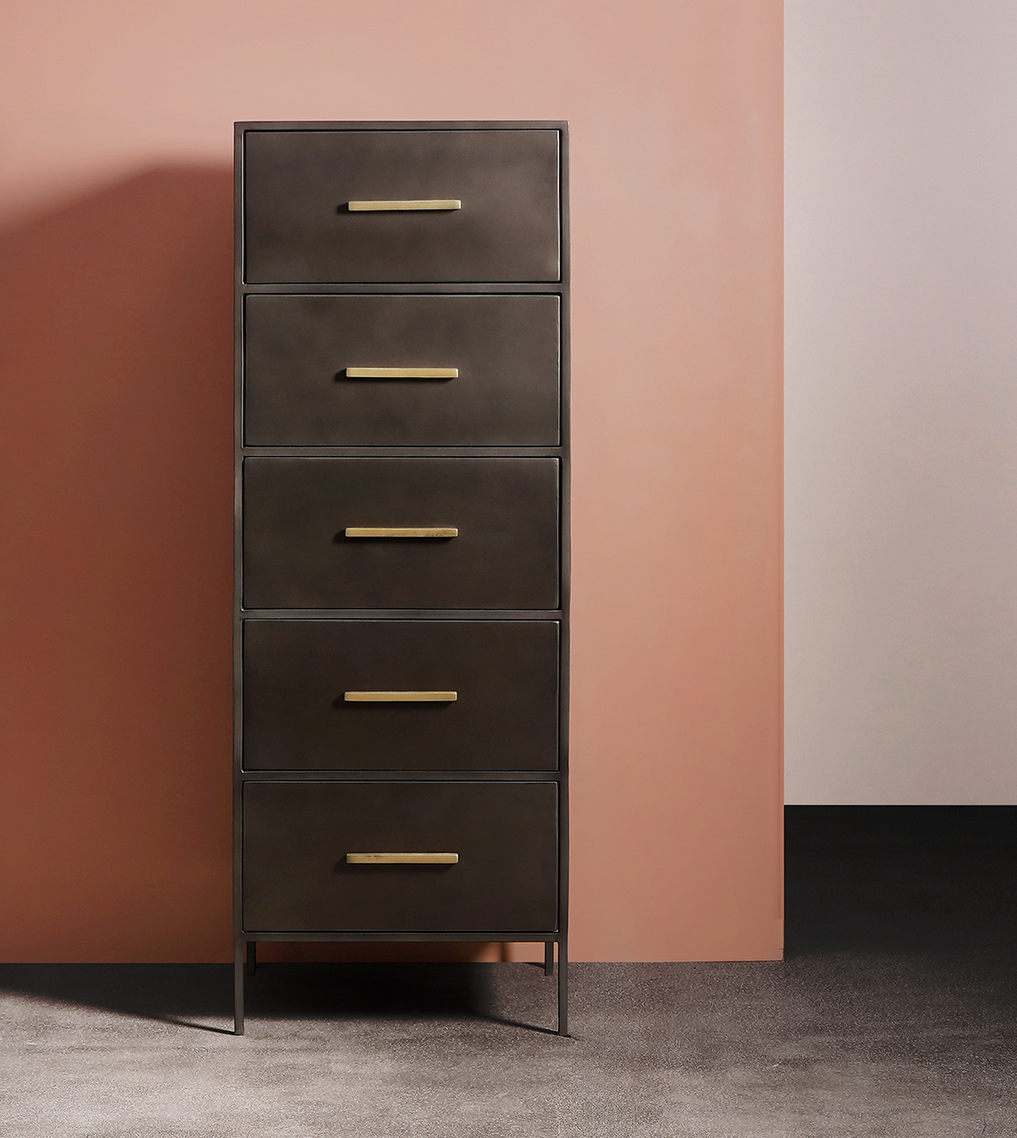 Stepney Industrial Five-drawer Chest of Drawers in Gunmetal | Swoon