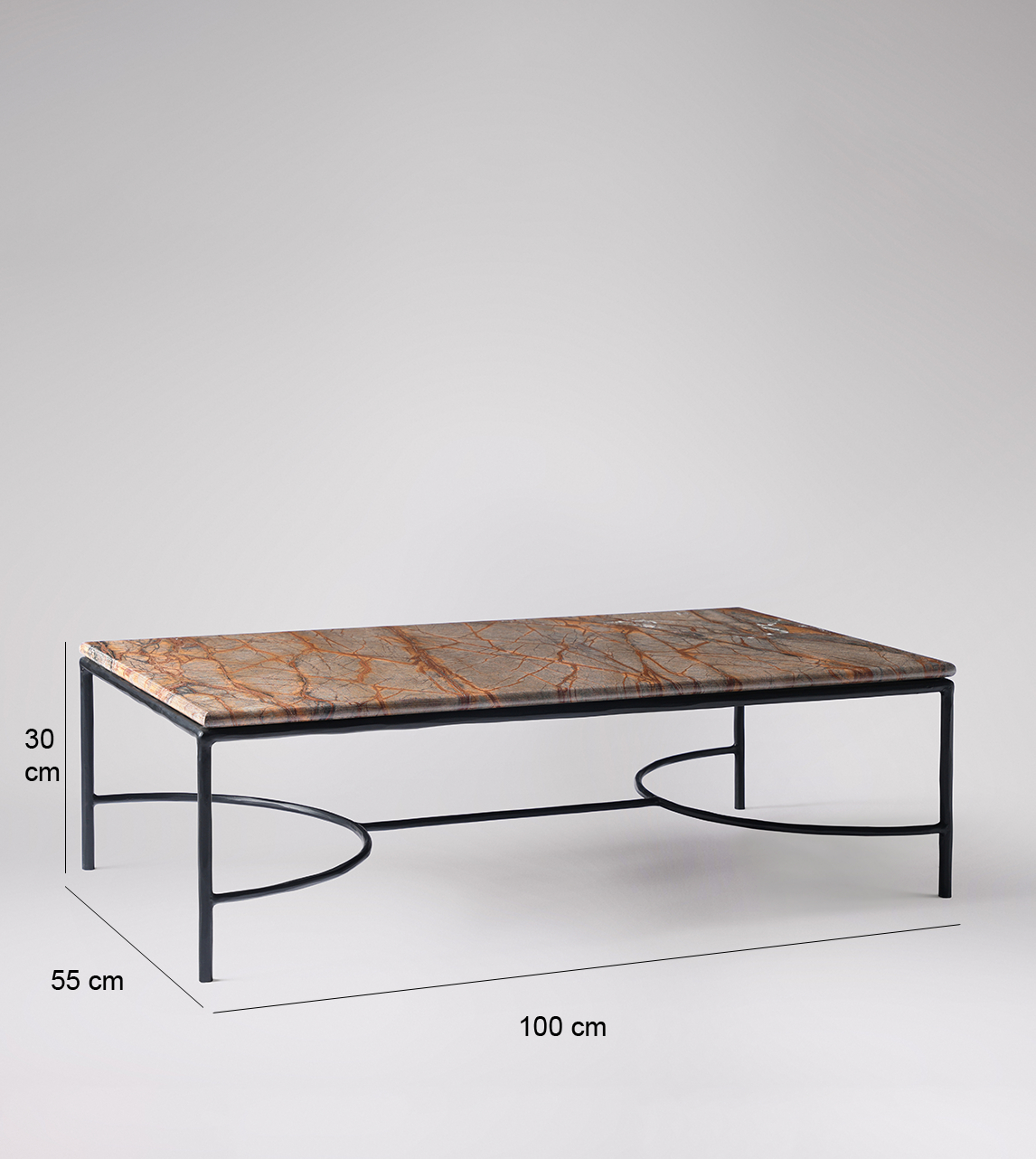 Krono Traditional Coffee Table in Marble & Black Steel | Swoon